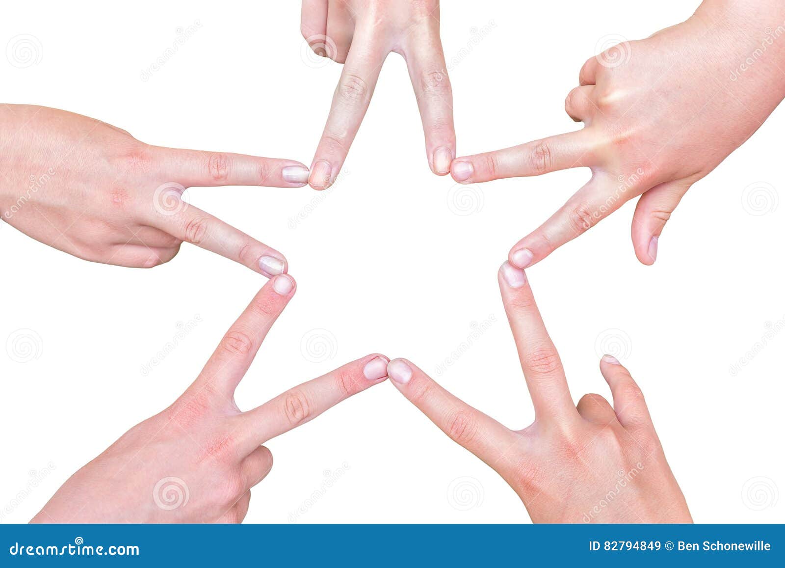 Hands of Girls Making Star Shape on White Stock Image - Image of ...