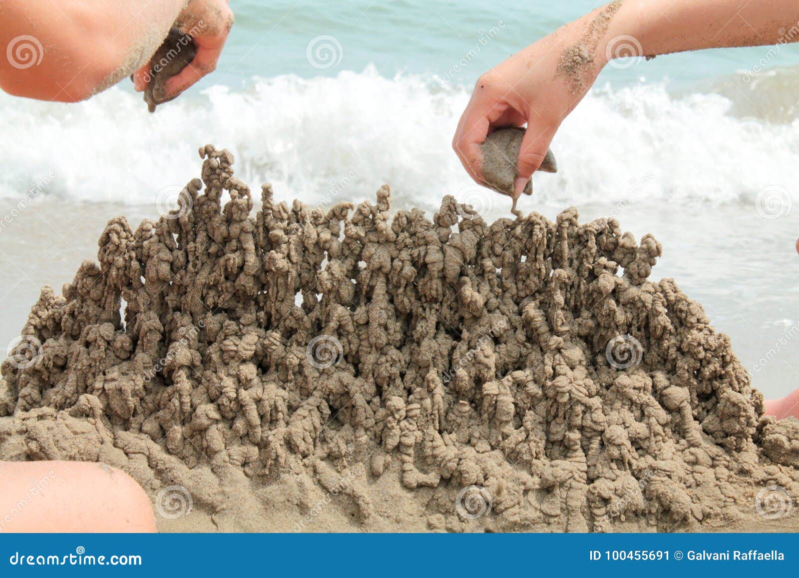 Hands of Girls Playing with Sand on the Beach Stock Image - Image of ...
