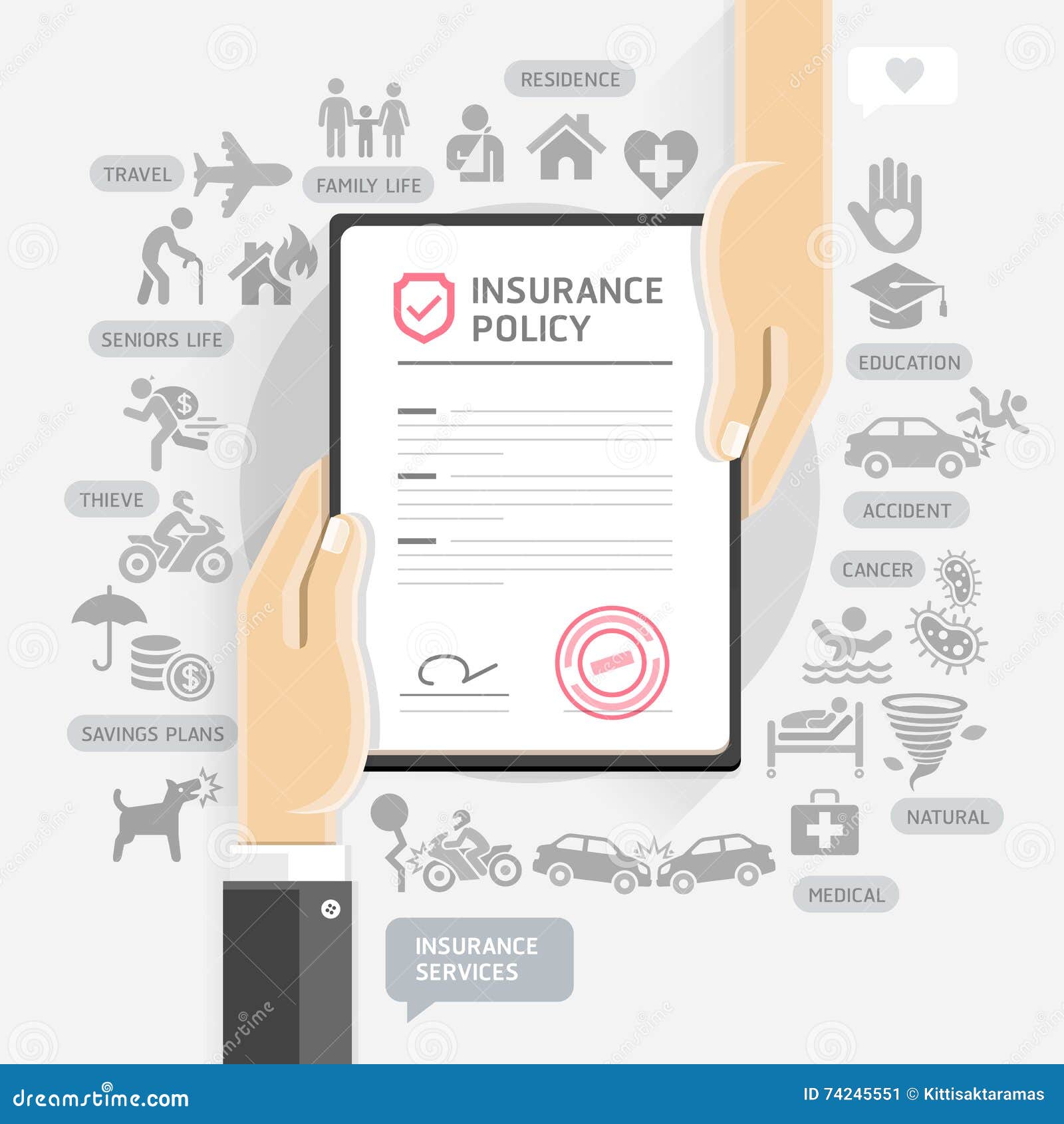 Hands Give Insurance Document Paper. Stock Vector - Illustration of ...