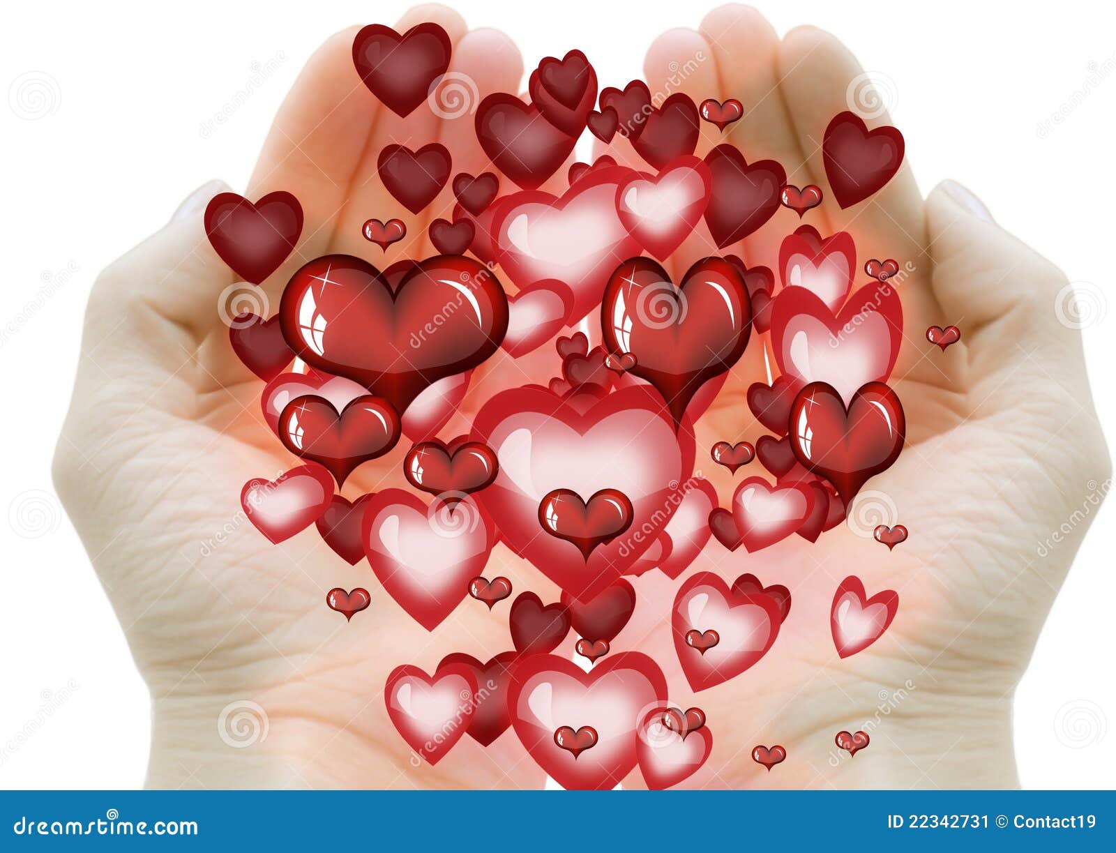 Hands Giving a Lot of Little Hearts Stock Illustration - Illustration ...