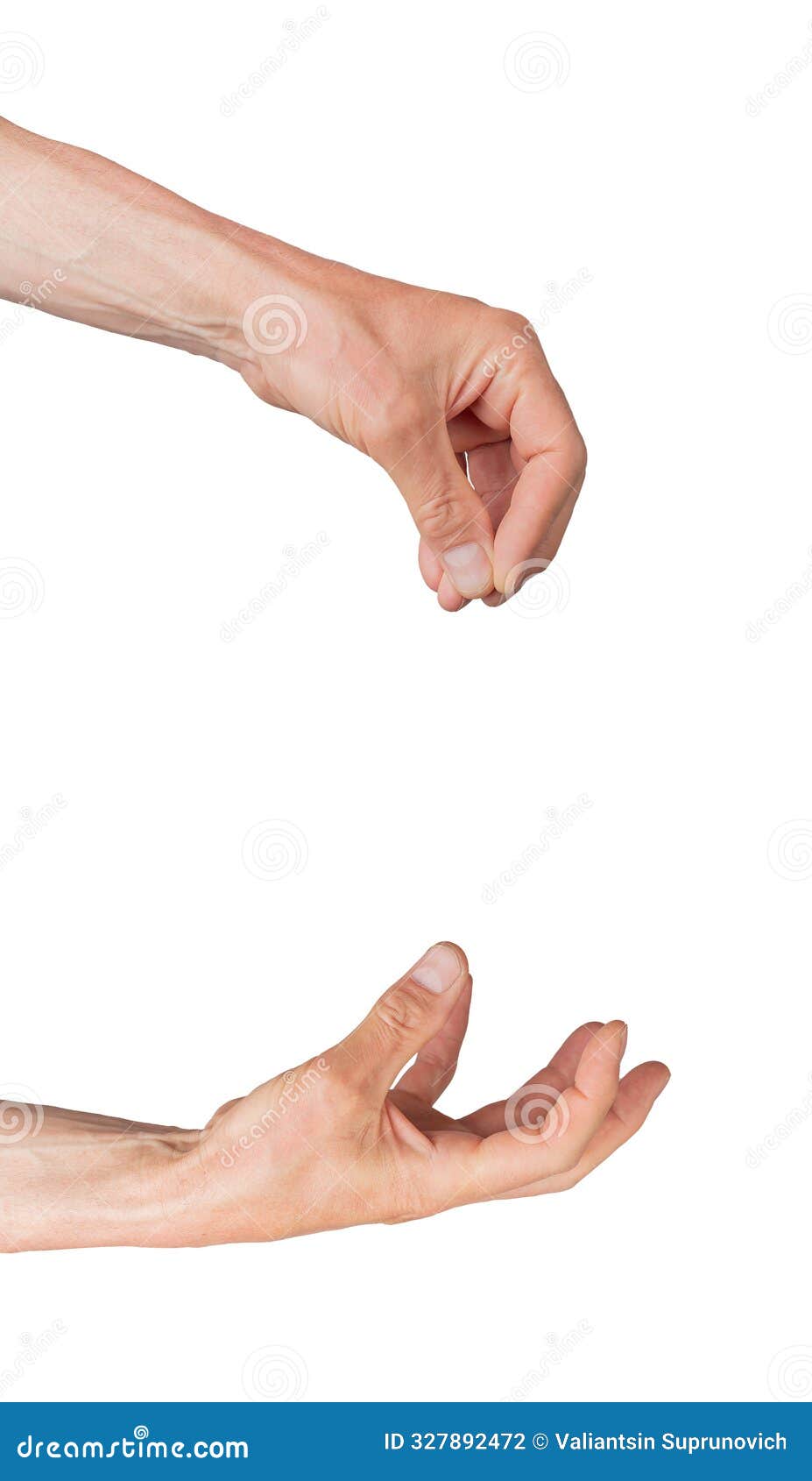 Hands Giving, and Palm Taking and Getting Isolated on White Background ...