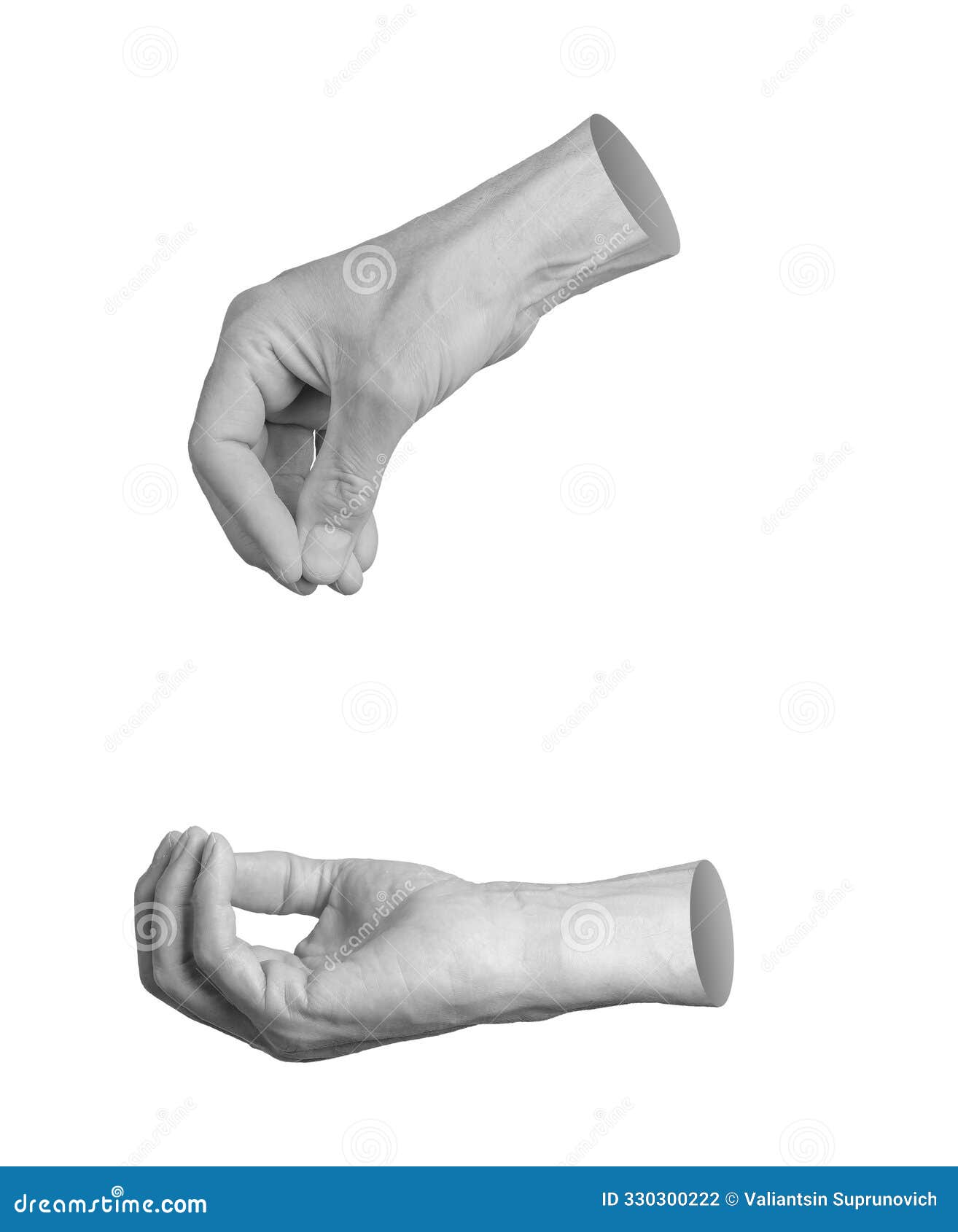 Hands Giving, and Palm Taking and Getting Isolated on White Background ...