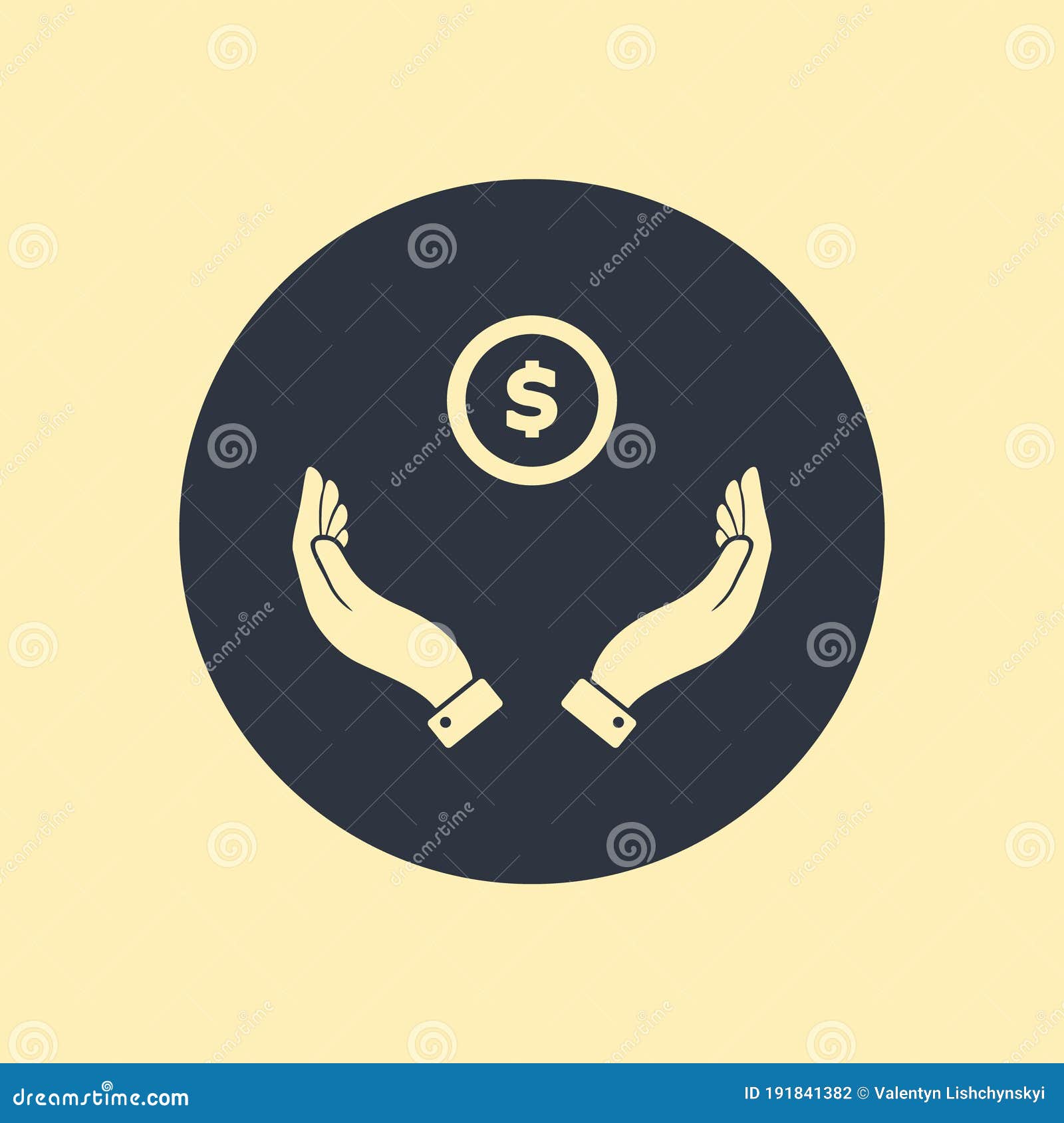 Hands Giving Receiving Money in Flat Icon on Round Background Stock ...