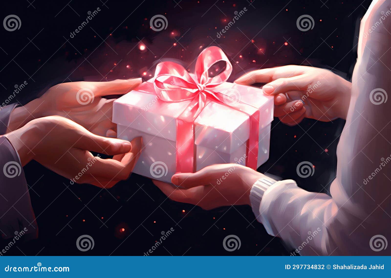 Hands Giving and Receiving a Present Stock Photo - Image of black ...
