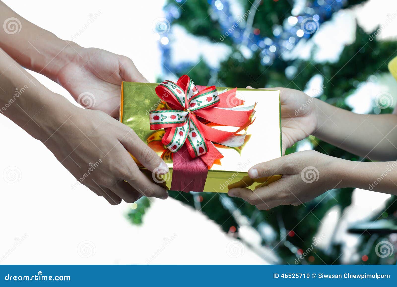 Hands Giving and Receiving a Present Stock Image - Image of surprise ...