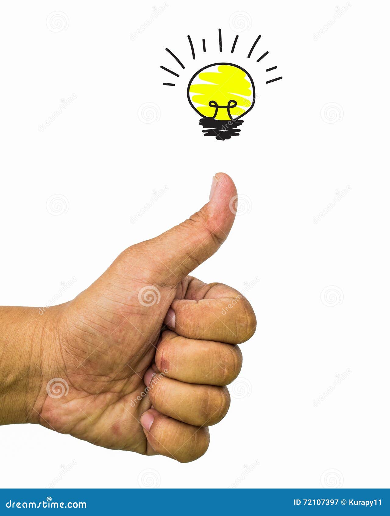 Hands Giving Thumbs Up Against Light Bulb Stock Image - Image of hands ...