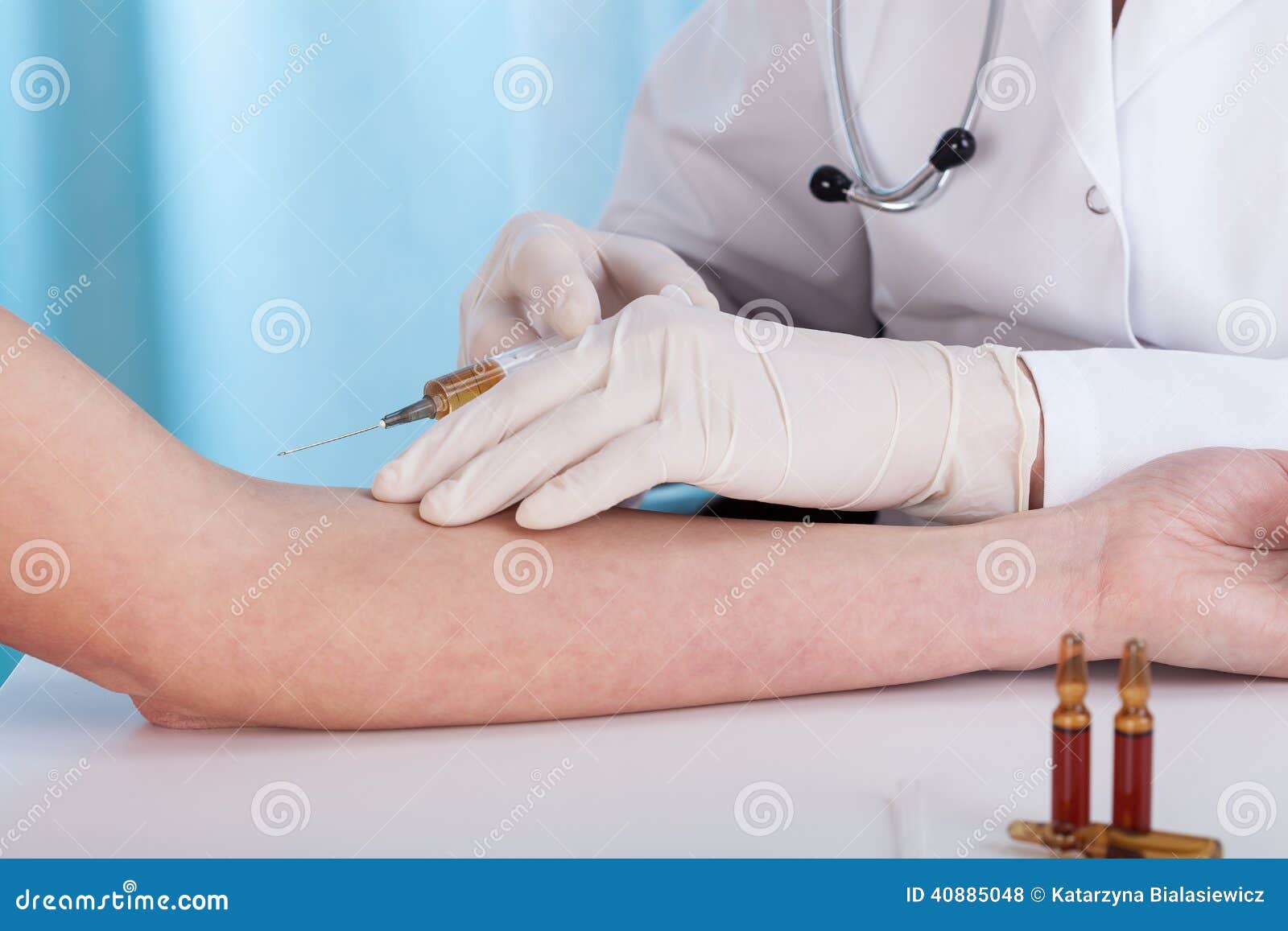 Hands Giving Vaccination Injection Stock Photo - Image of glove ...