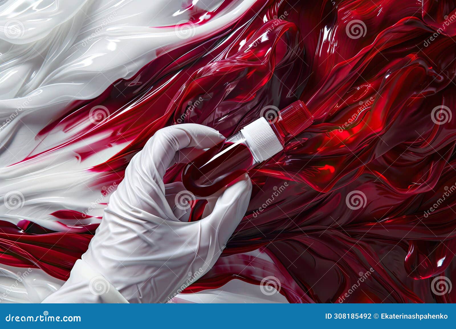 Hands in Gloves Doing a Blood Test in the Laboratory Stock Photo ...