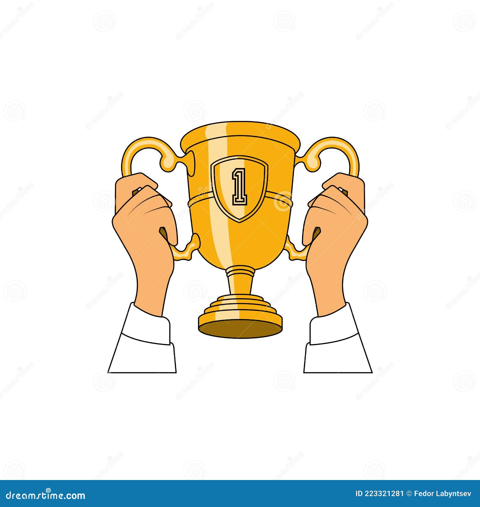 Hands with Golden Cup Vector Illustration Stock Vector - Illustration ...