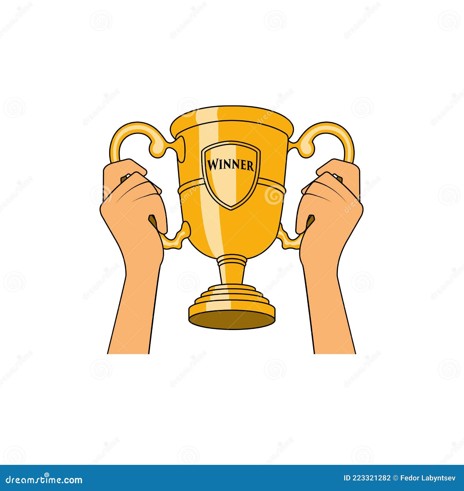 Hands with Golden Cup Vector Illustration Stock Vector - Illustration ...