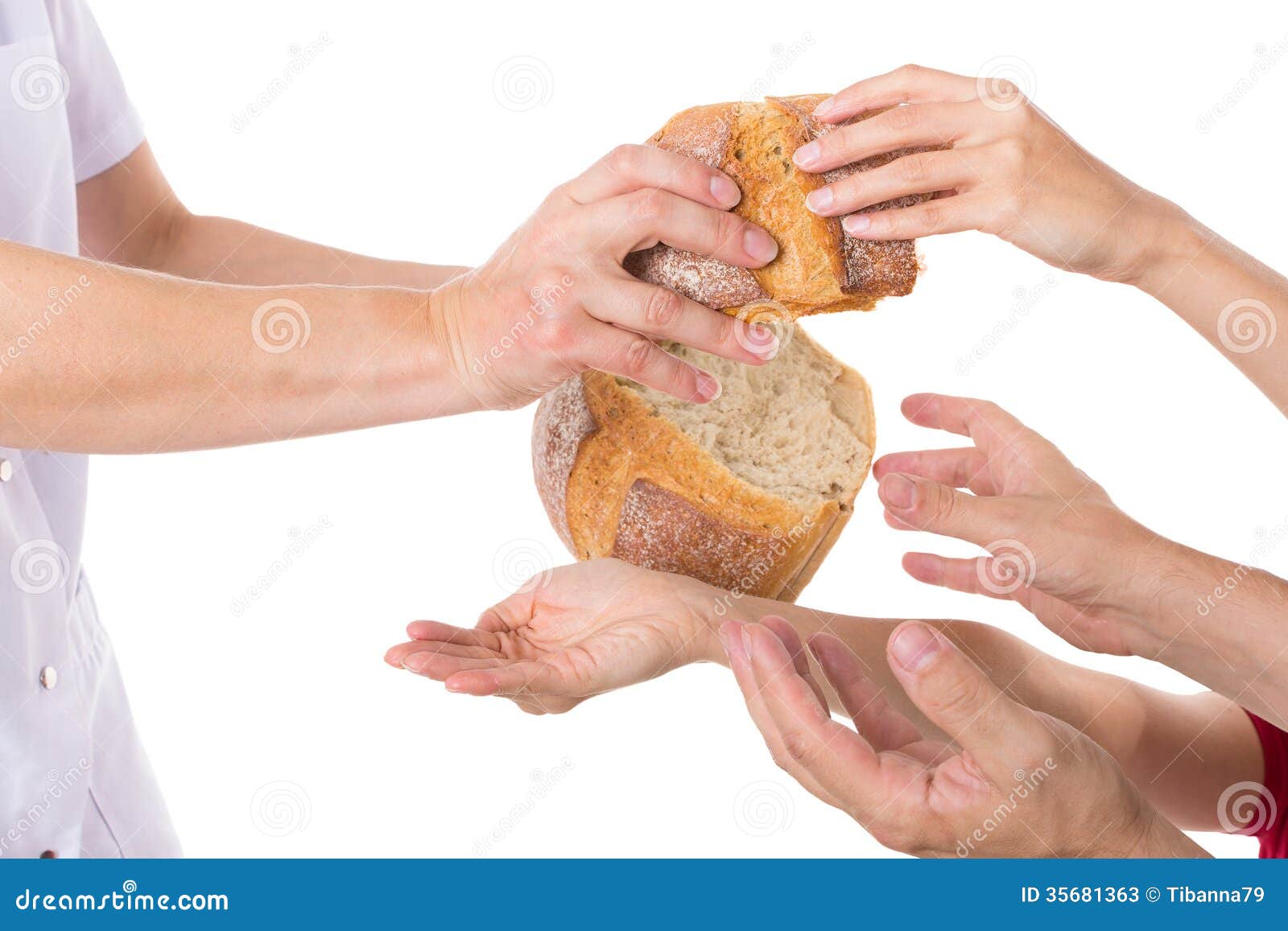 Hands Grabbing For Bread Stock Photos - Image: 35681363