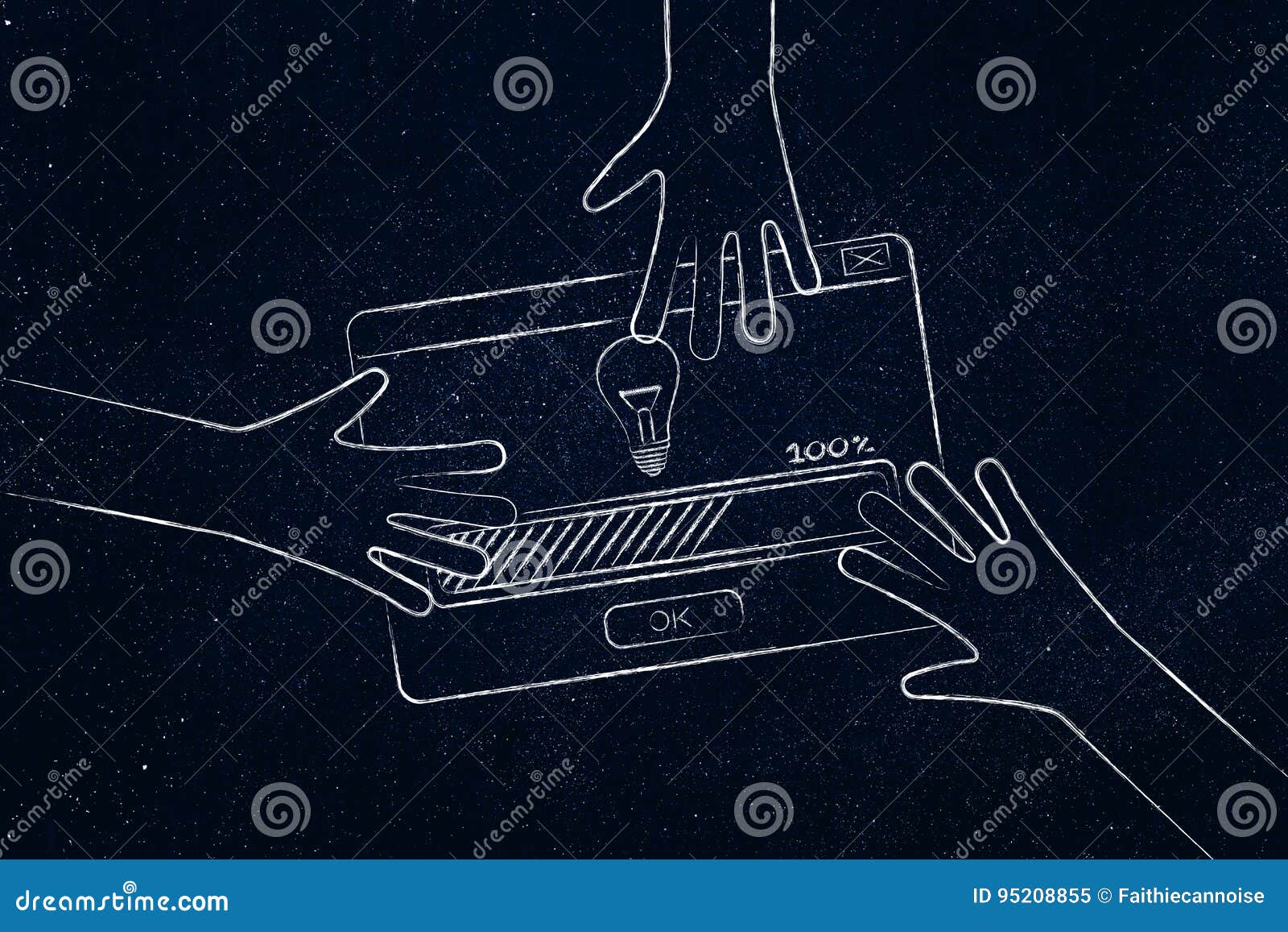 Hands Grabbing a Pop-up Message with Idea Stock Illustration ...