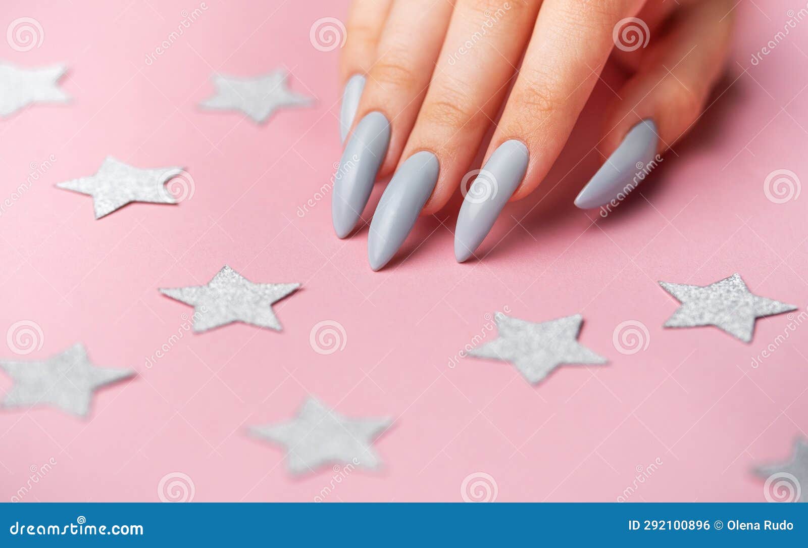 Hands with Grey Manicure on a Pink Background Stock Photo - Image of ...