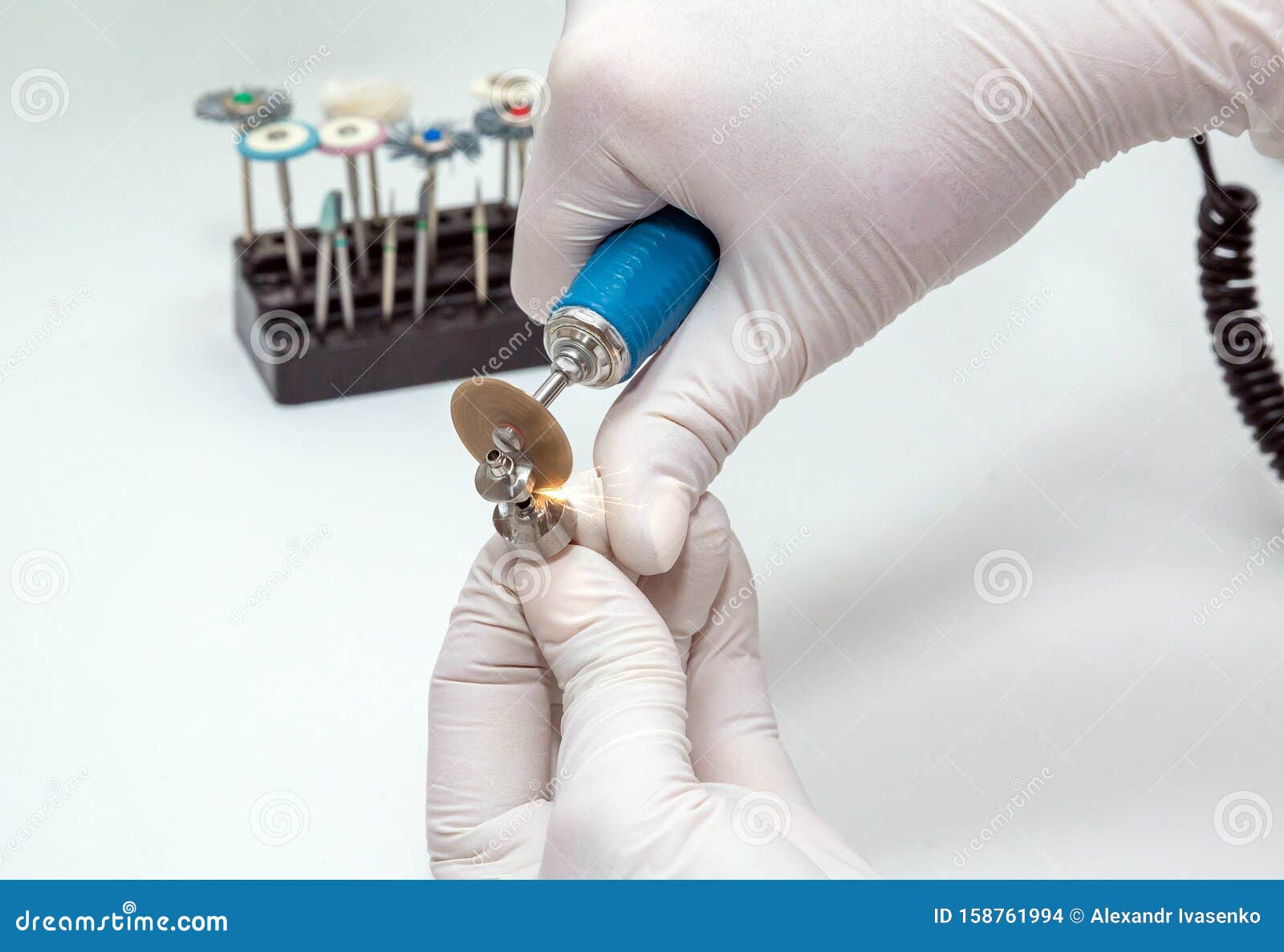 Hands Grind the Workpiece for a Denture Stock Photo - Image of corona ...
