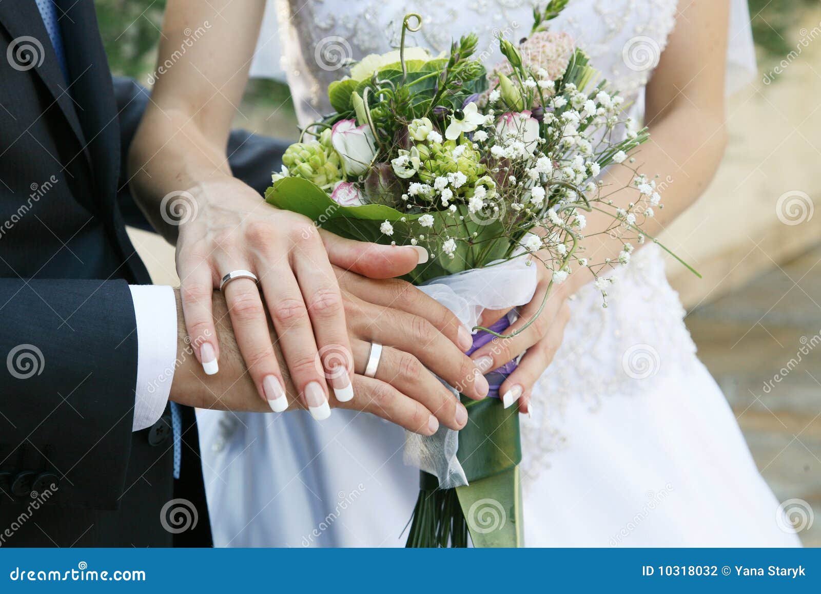 Hands of the Groom and the Bride Stock Photo - Image of dress, manicure ...