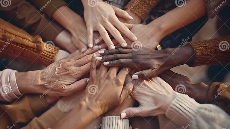 Hands in a Group of Different Races Stock Photo - Image of black, human ...