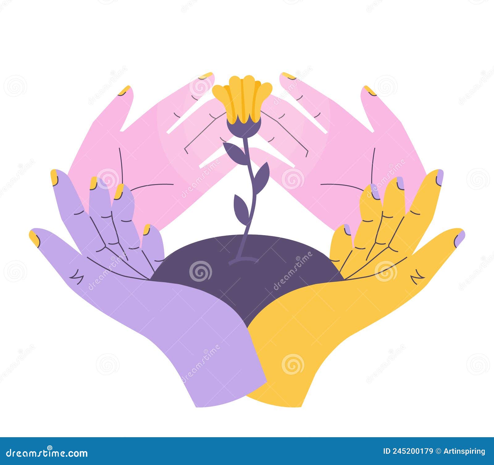 Hands of Group of People Putting Together. Characters Supporting Stock ...