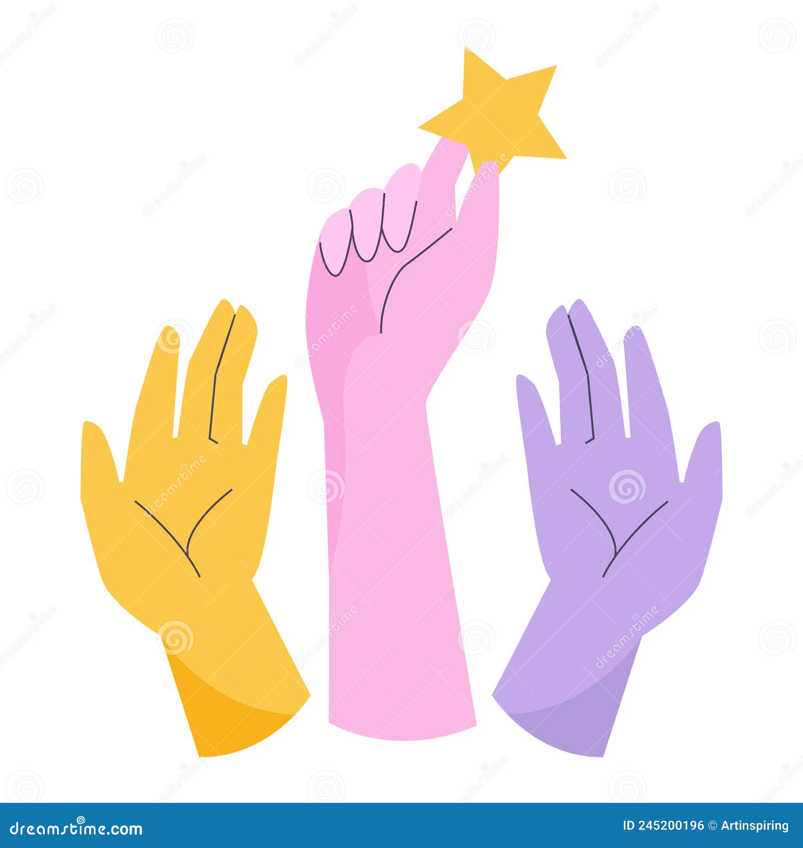 Hands of Group of People Putting Together. Characters Supporting Stock ...