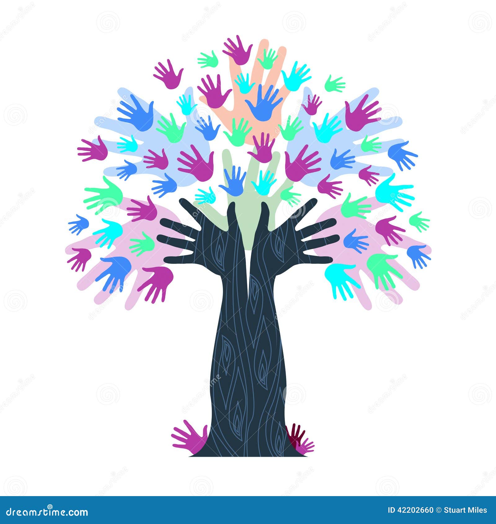Hands Growth Indicates Tree Trunk and Artwork Stock Illustration ...