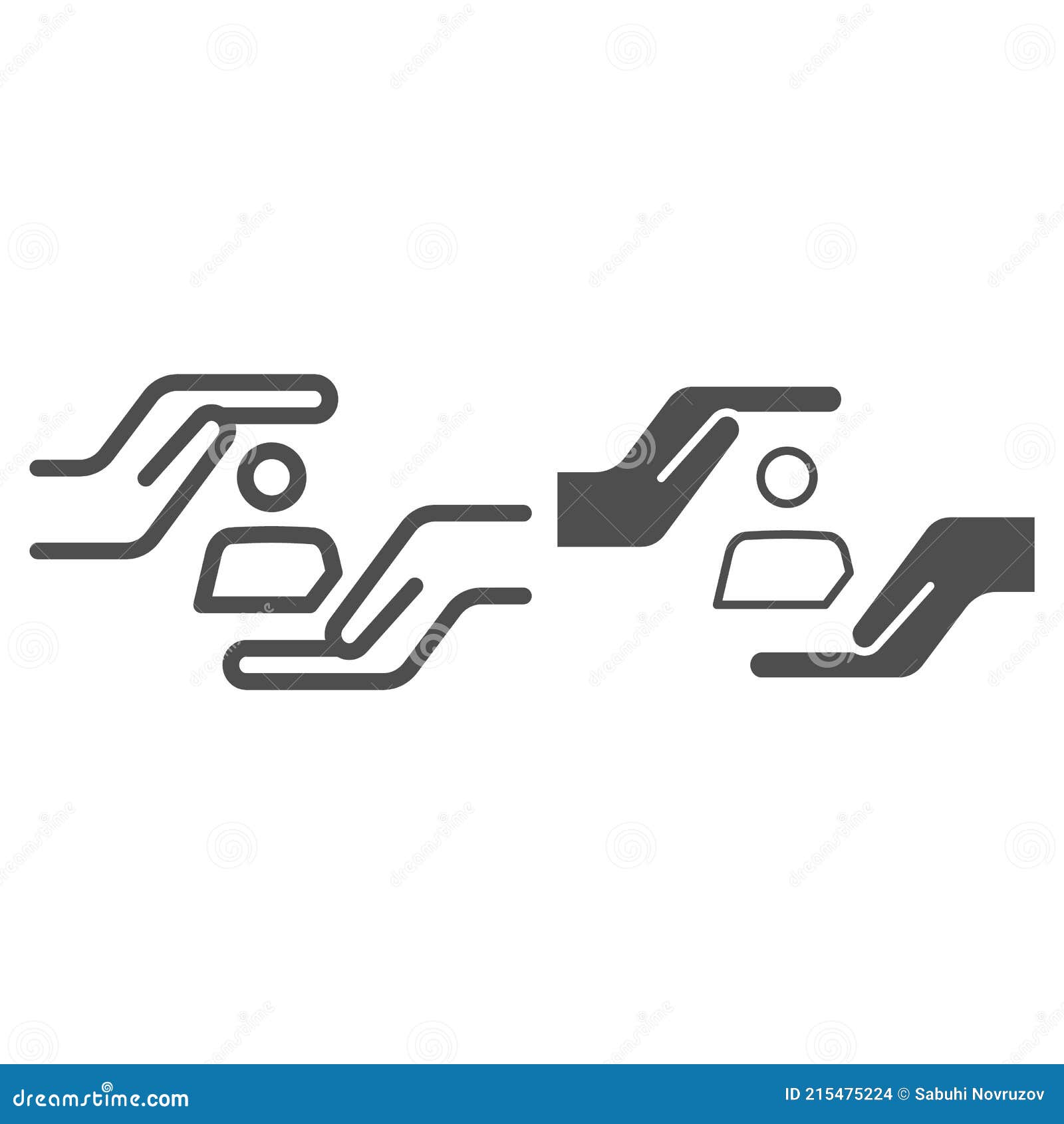 Hands Guard Person Line and Solid Icon, Safety Engineering Concept ...