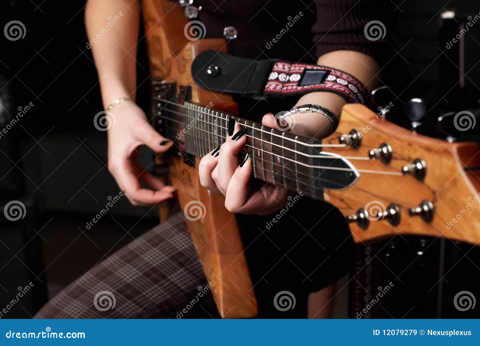 Hands on guitar stock image. Image of passion, instrument - 12079279