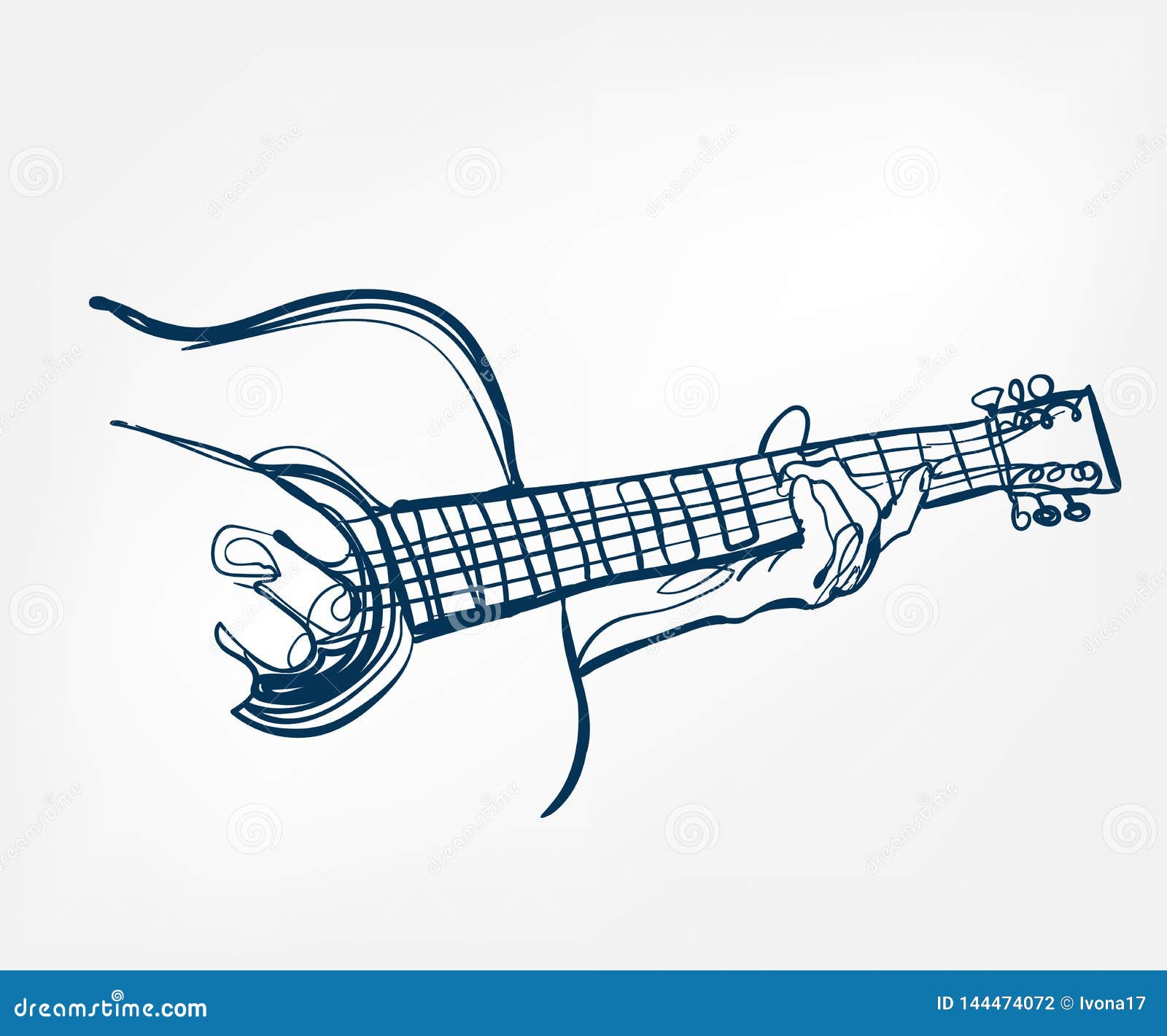 Hands Guitar Sketch Line Vector Design Music Instrument Stock Vector ...