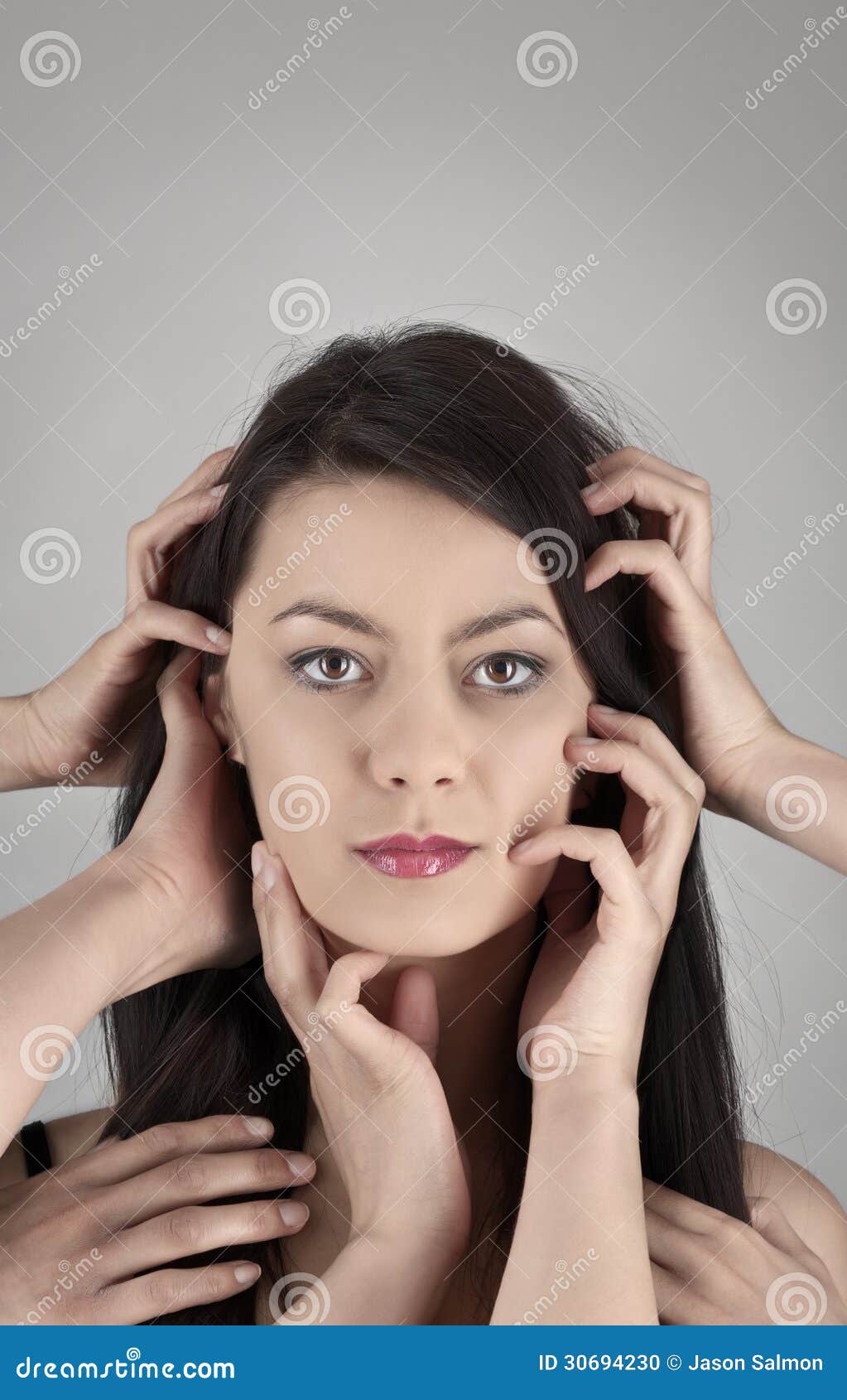 Hands on hair stock photo. Image of face, pretty, girl - 30694230