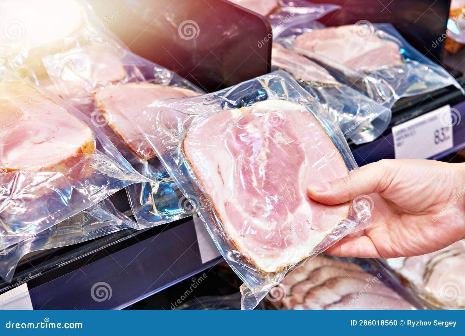 Hands with ham stock photo. Image of lifestyle, sale - 286018560
