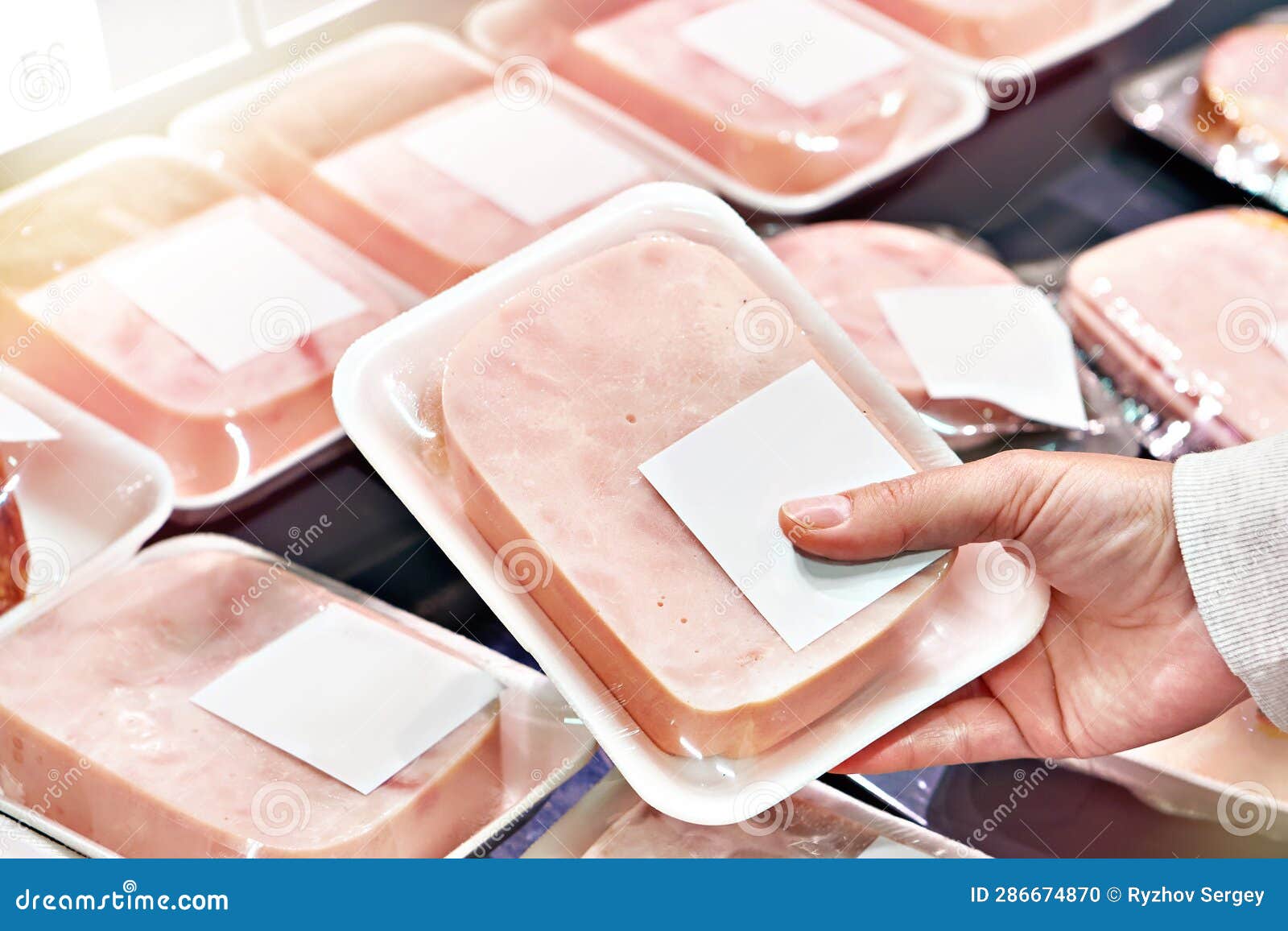Hands with ham stock photo. Image of ingredient, market - 286674870