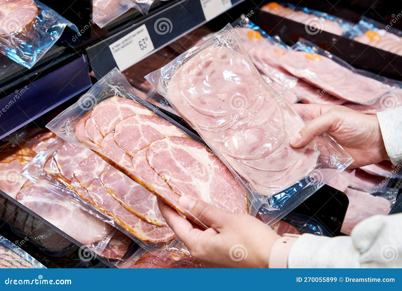 Hands with ham at store stock image. Image of lifestyle - 270055899