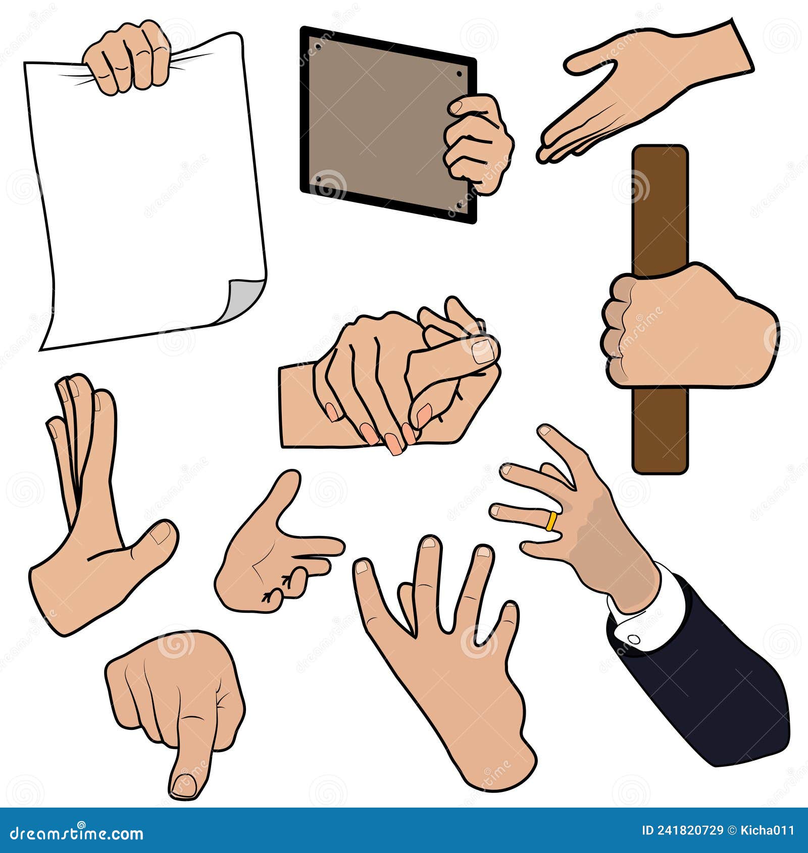 Hands stock illustration. Illustration of cartoon, fingers - 241820729