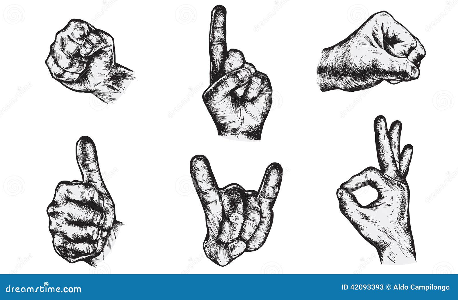 Hands - Hand Drawn stock vector. Illustration of finger - 42093393