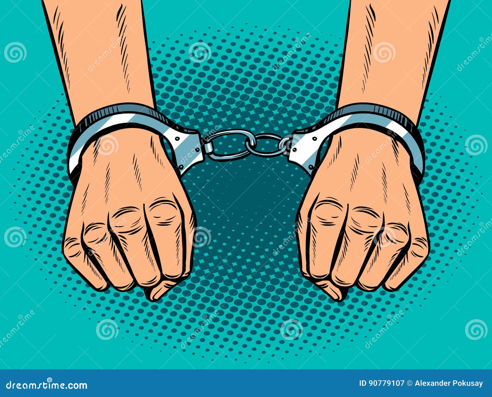 Hands In Handcuffs Vector Silhouette | CartoonDealer.com #47509335