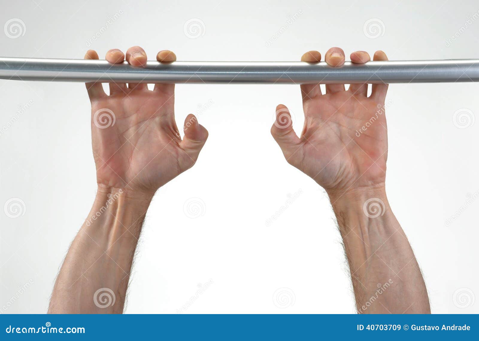 Hands Hanging a Metallic Bar. Stock Image - Image of effortless, stress ...