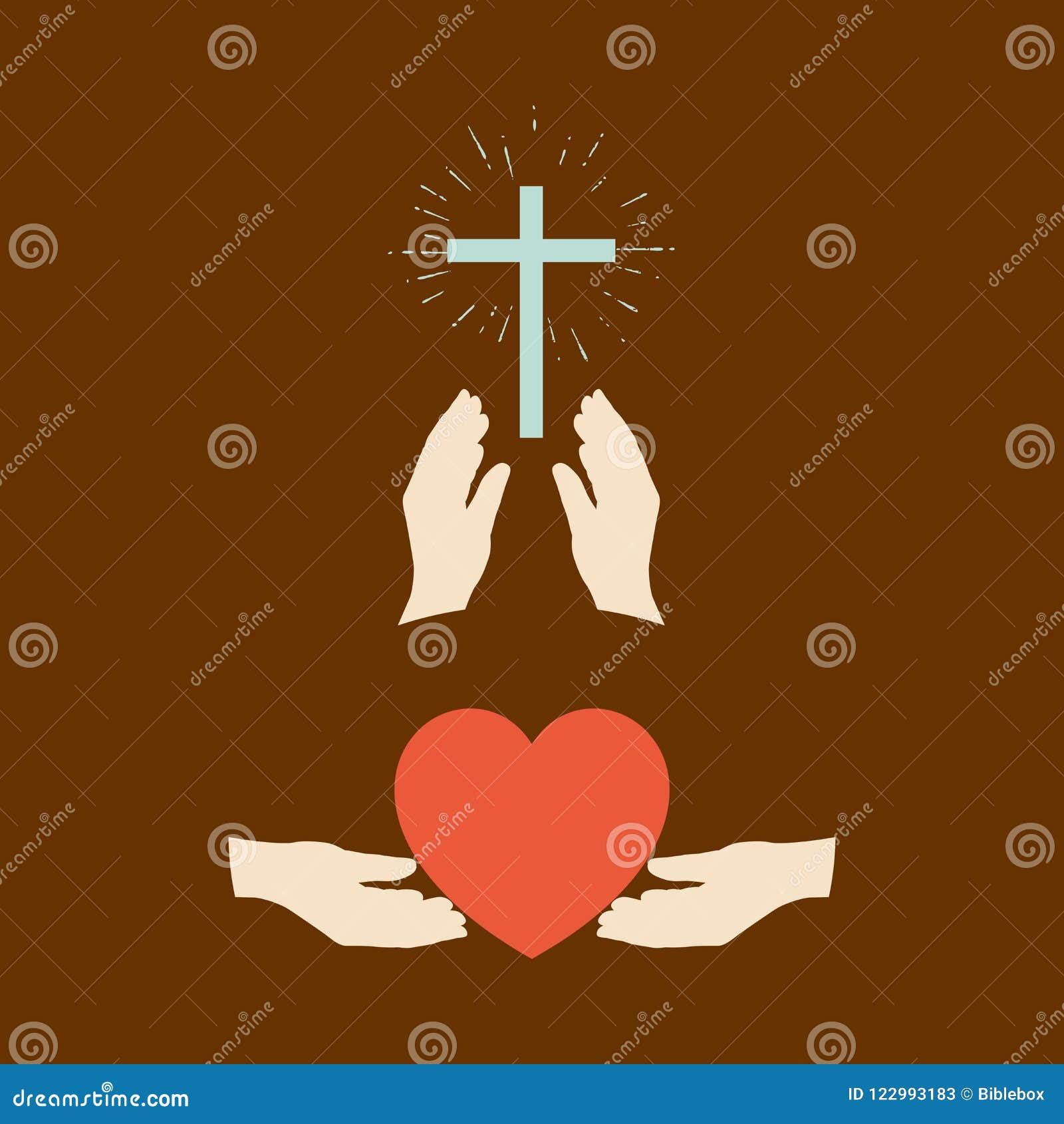 Hands and Heart, Hands and Cross. Stock Vector - Illustration of ...