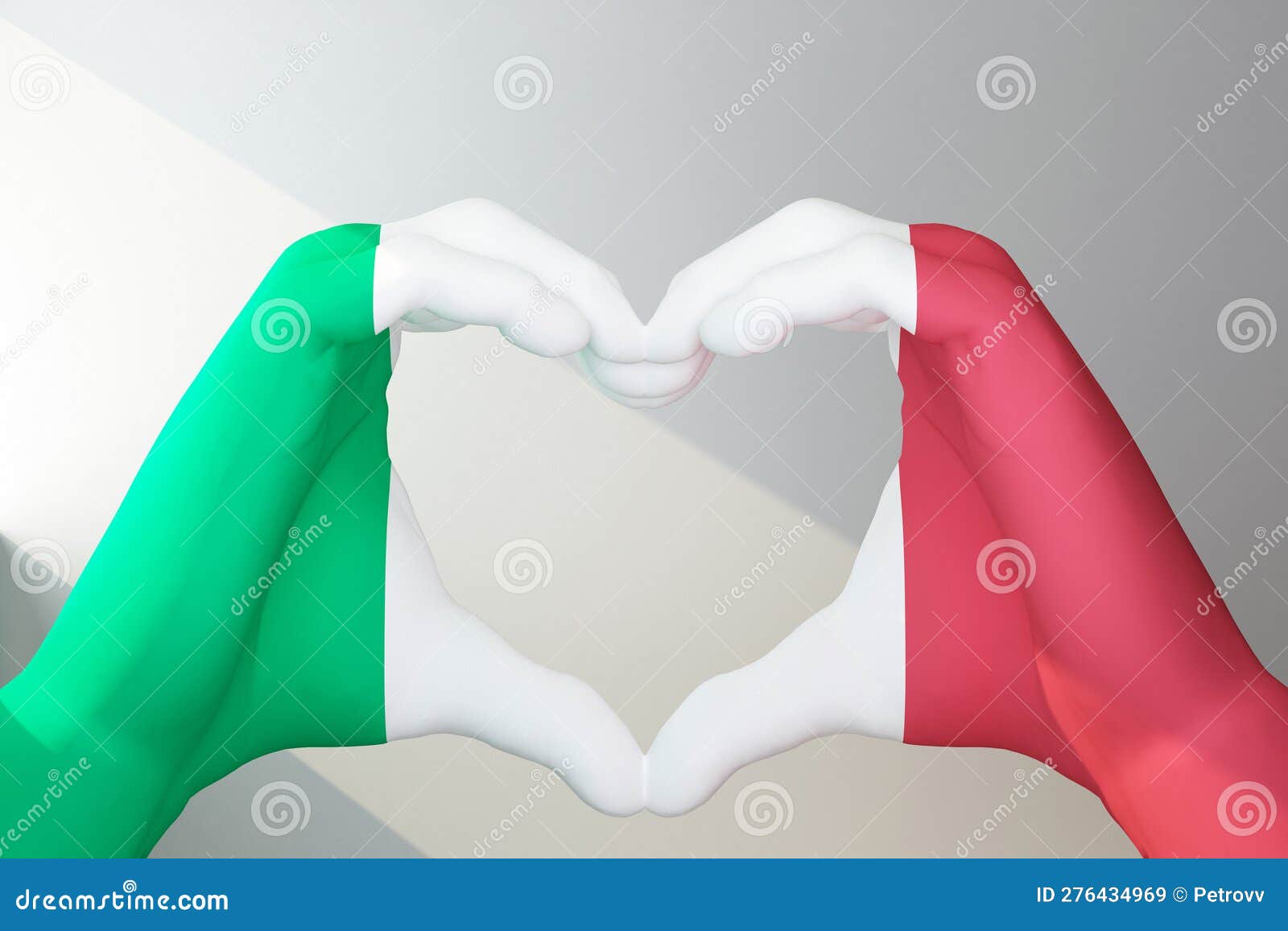 Hands in Heart Gesture Painted in Italy Flag Stock Illustration ...