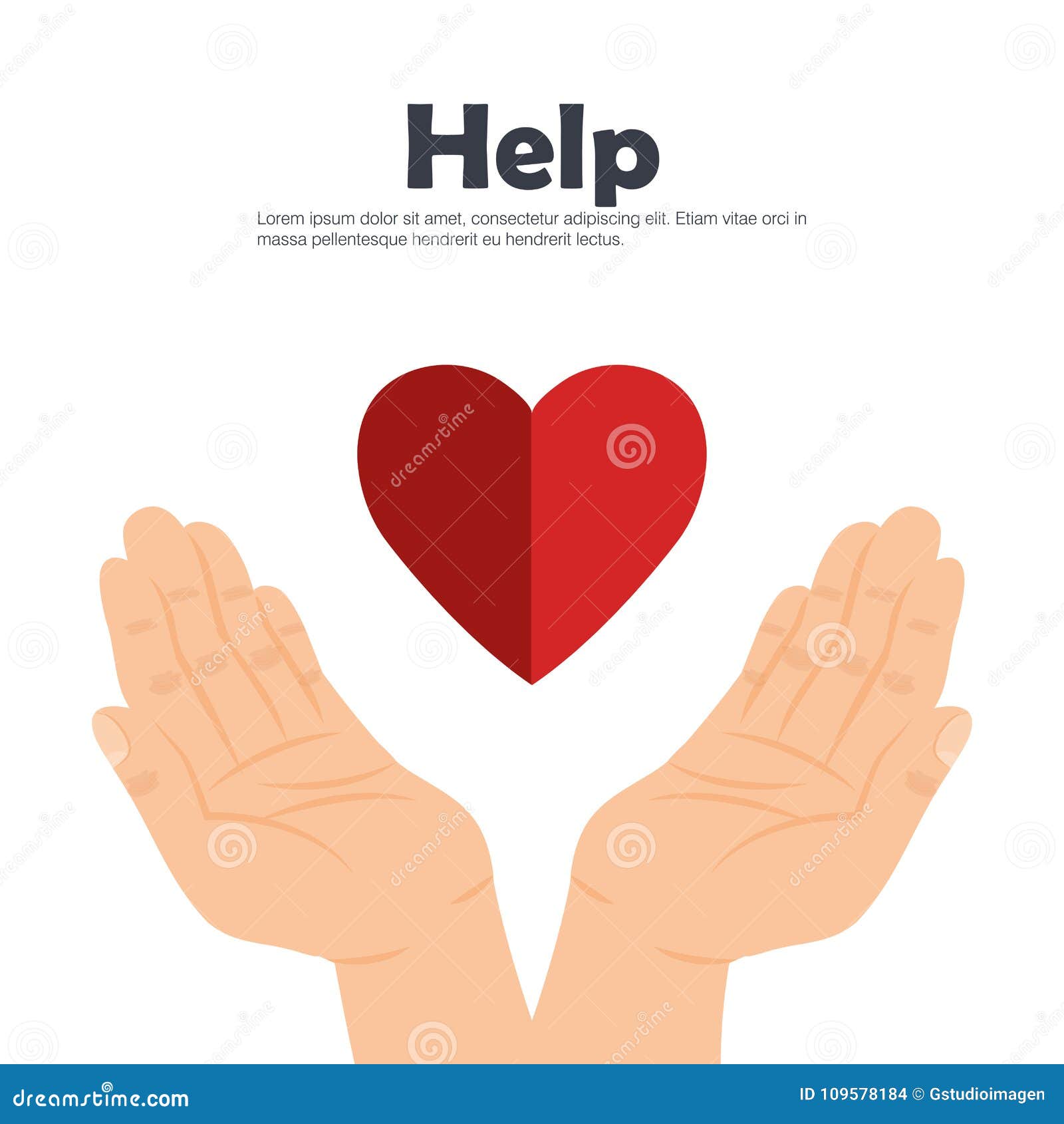 Hands with heart help stock vector. Illustration of care - 109578184