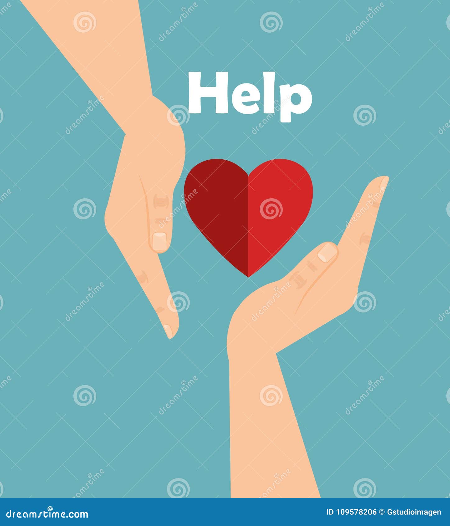 Hands with heart help stock vector. Illustration of life - 109578206