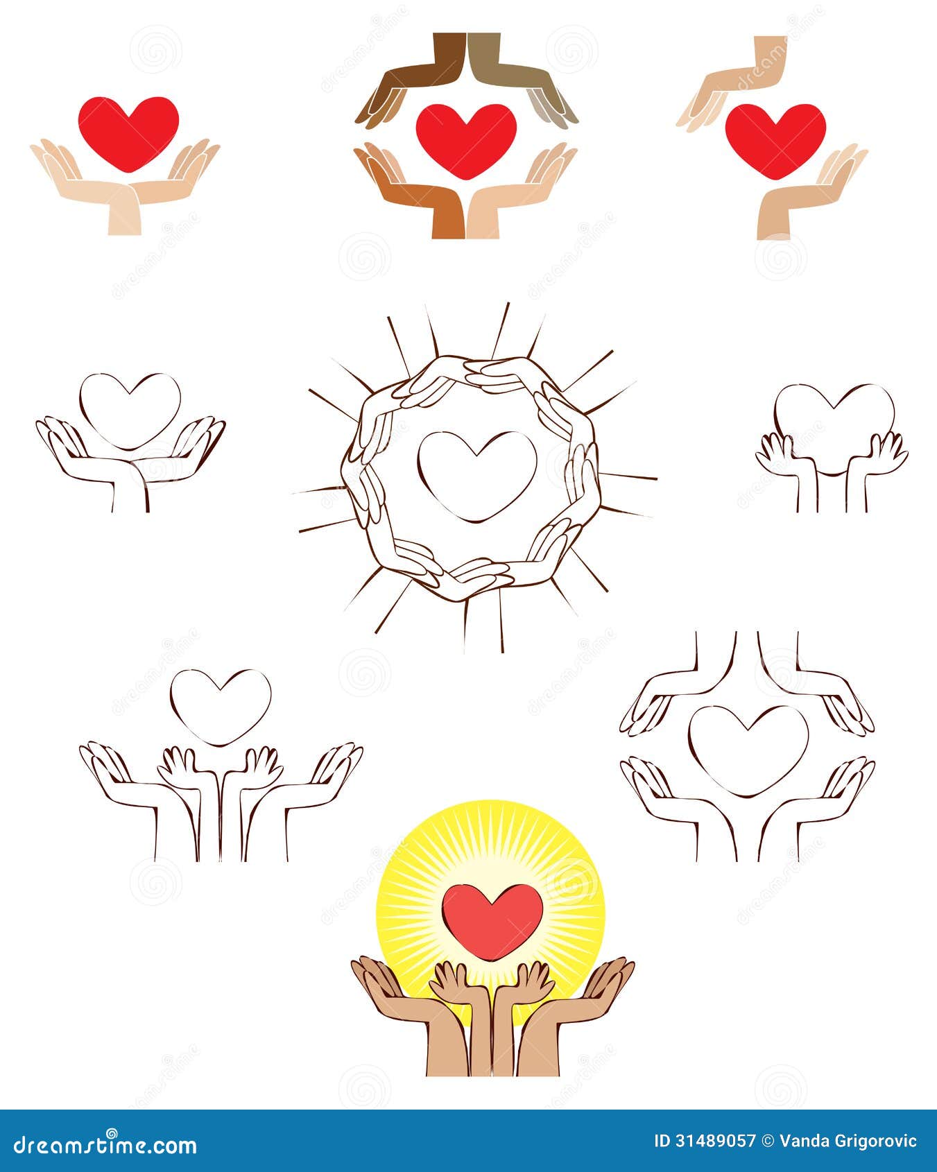 Hands and Heart Icon Logo Element Stock Vector - Illustration of hold ...