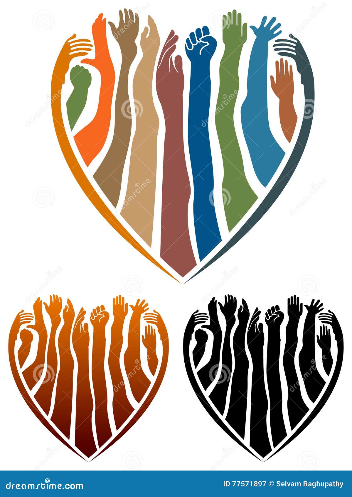 Hands in heart stock vector. Illustration of friendship - 77571897