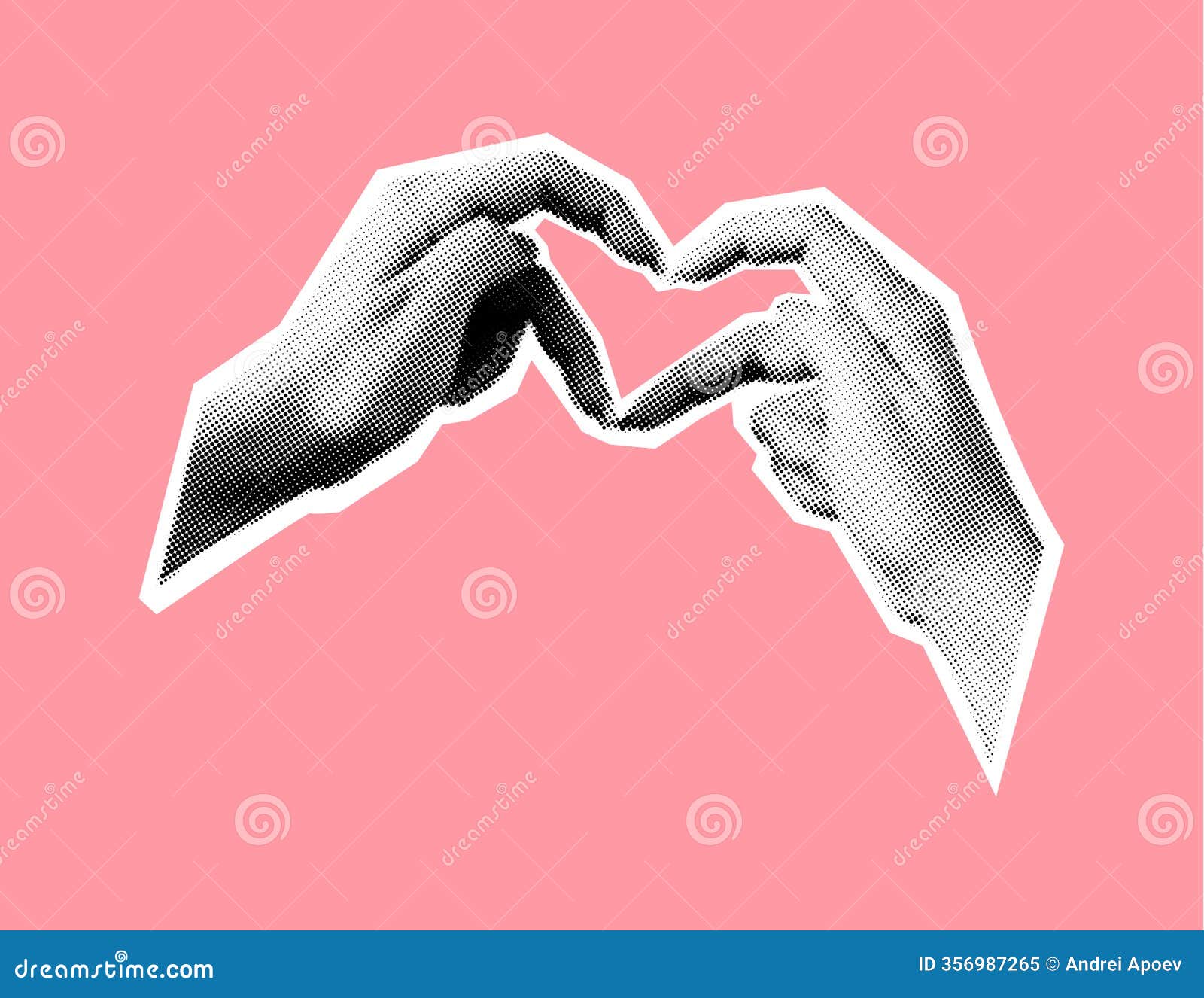 Hands Heart Shape Gesture Halftone Vector Illustration Stock ...