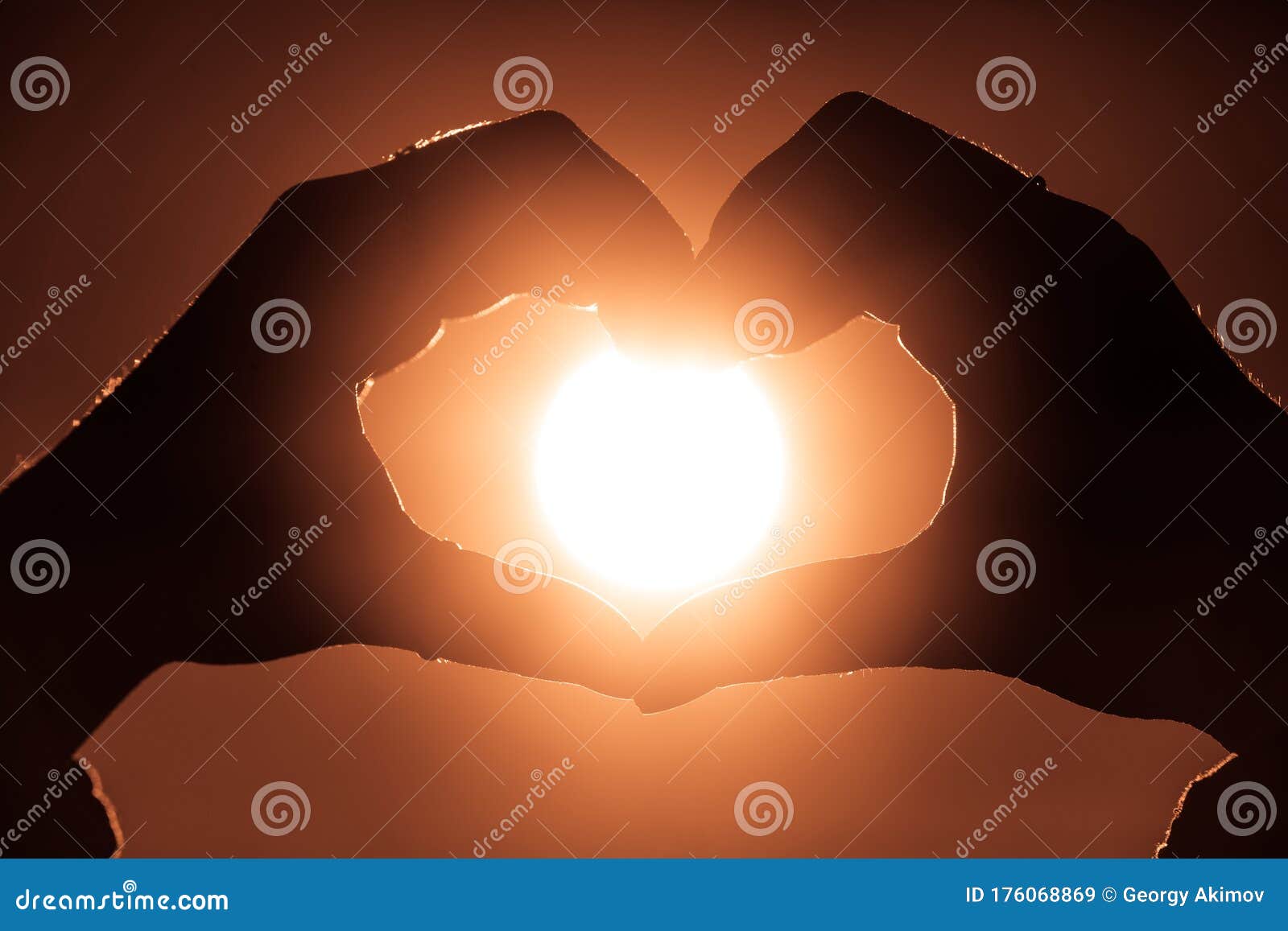 Hands in Heart Shape Holding Sun Circle Inside Stock Image - Image of ...
