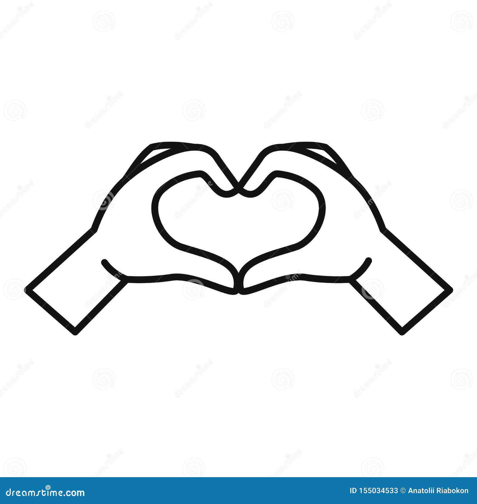 Hands Heart Sign Icon, Outline Style Stock Vector - Illustration of ...
