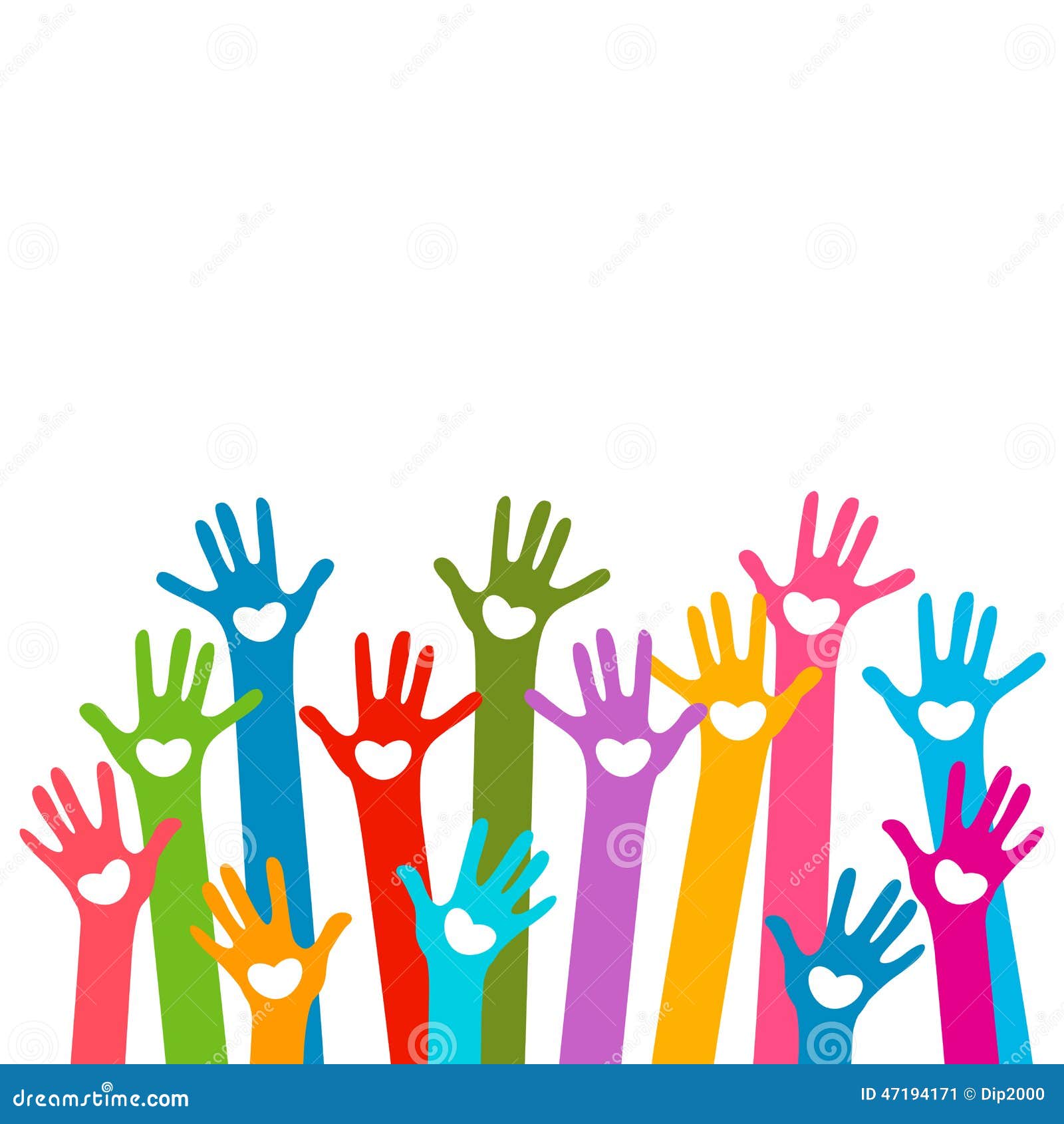 Hands with hearts stock vector. Illustration of friend - 47194171