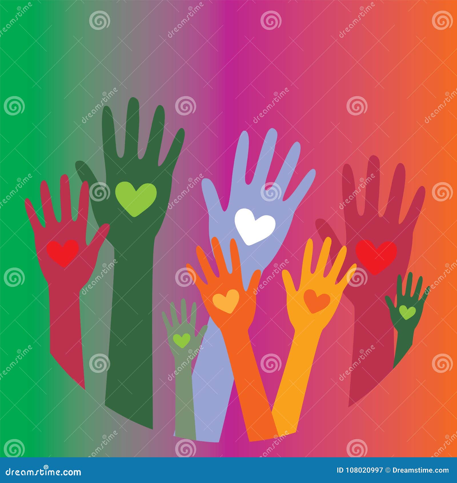 Hands with hearts up1 stock vector. Illustration of element - 108020997