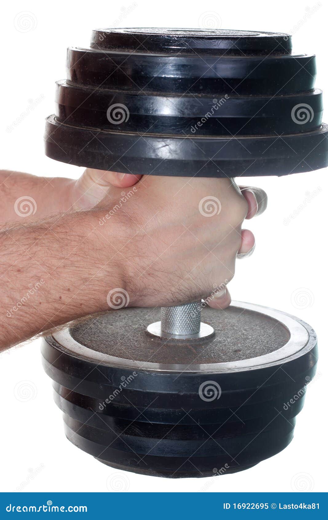 Hands with a Heavy Dumbbell Stock Image - Image of doping, isolated ...