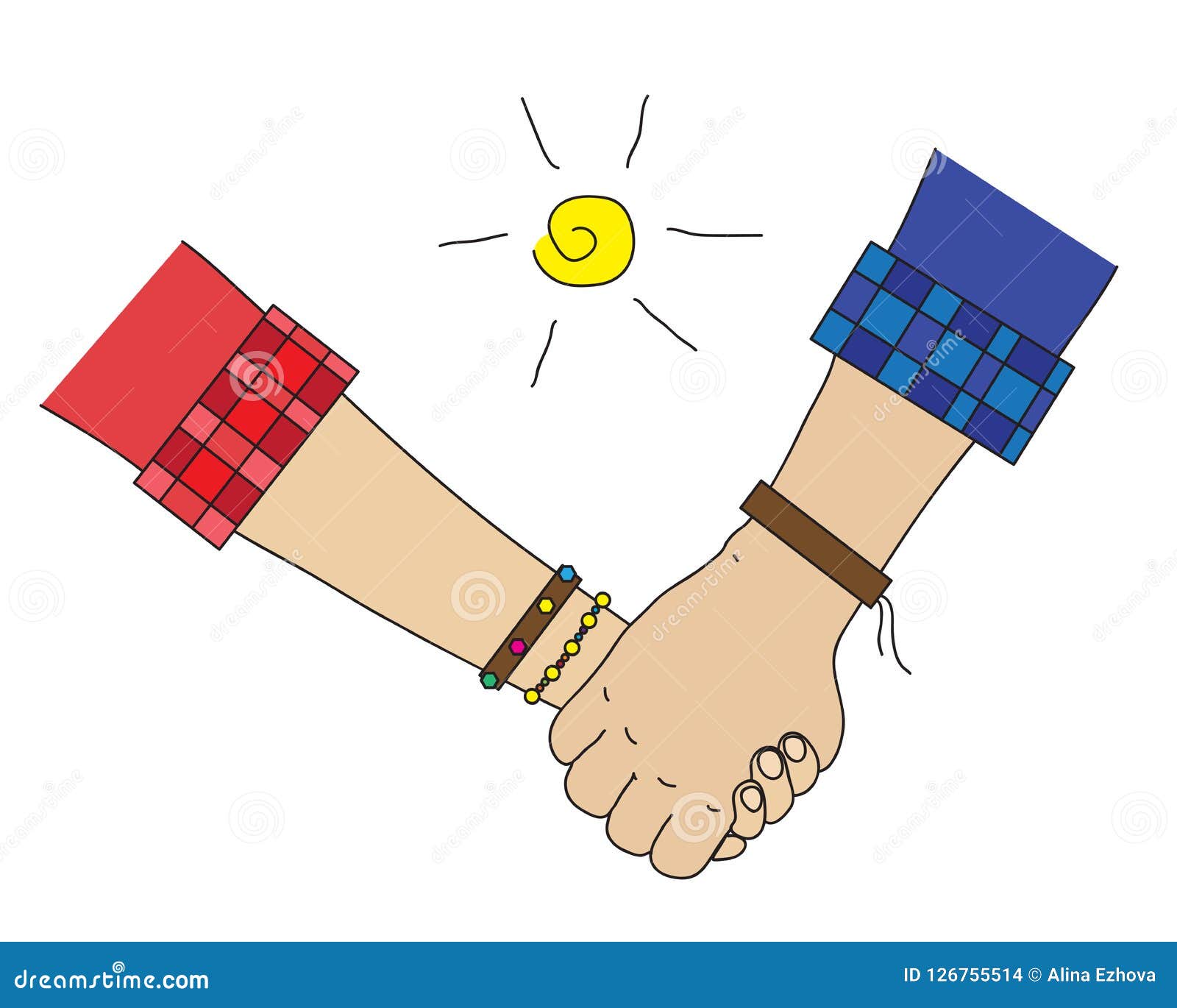 Hands With Hippy Friendship Bracelets Vector Illustration