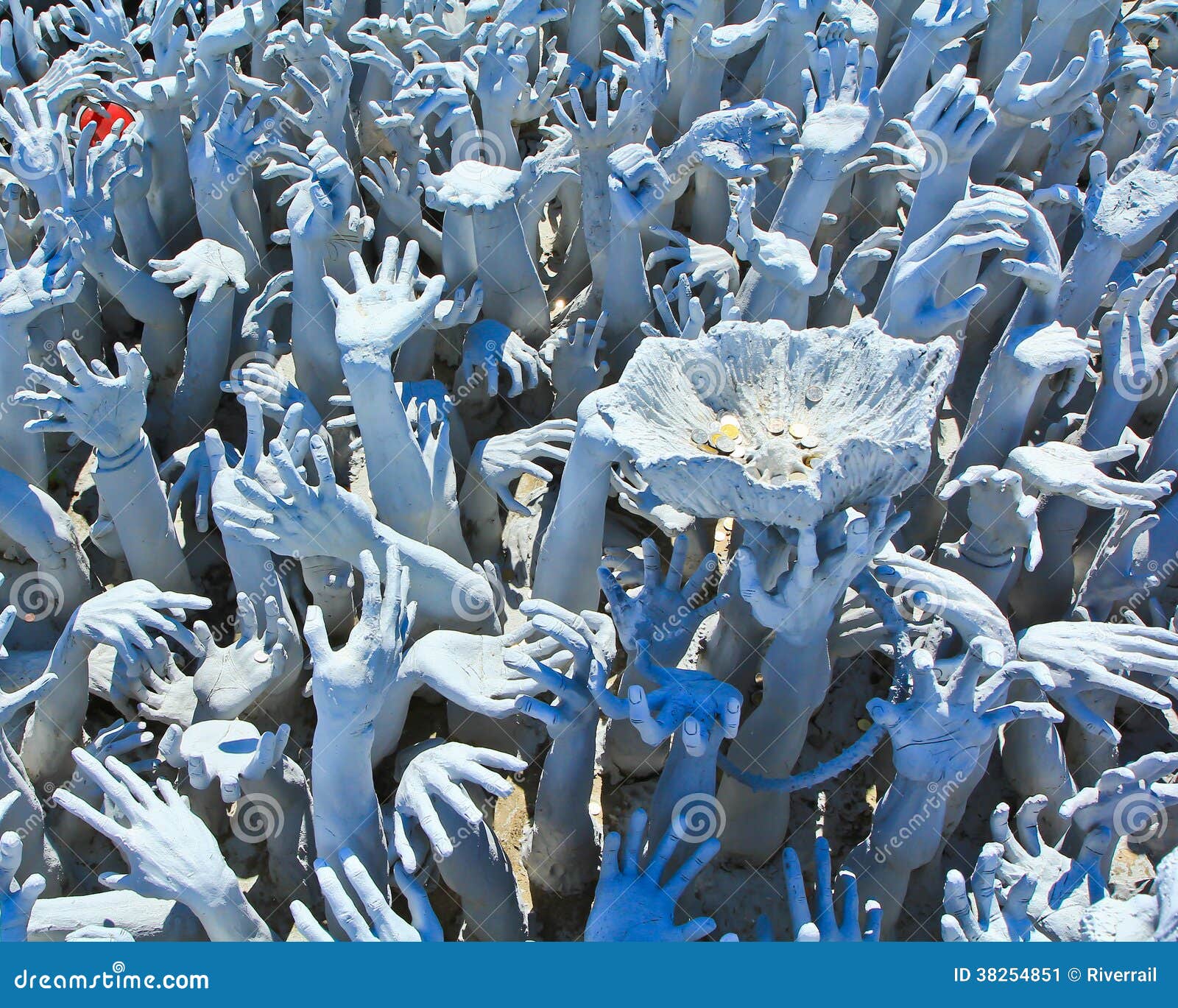 Hands from the Hell, Art at Wat Rong Khun, Thailand Stock Image - Image ...