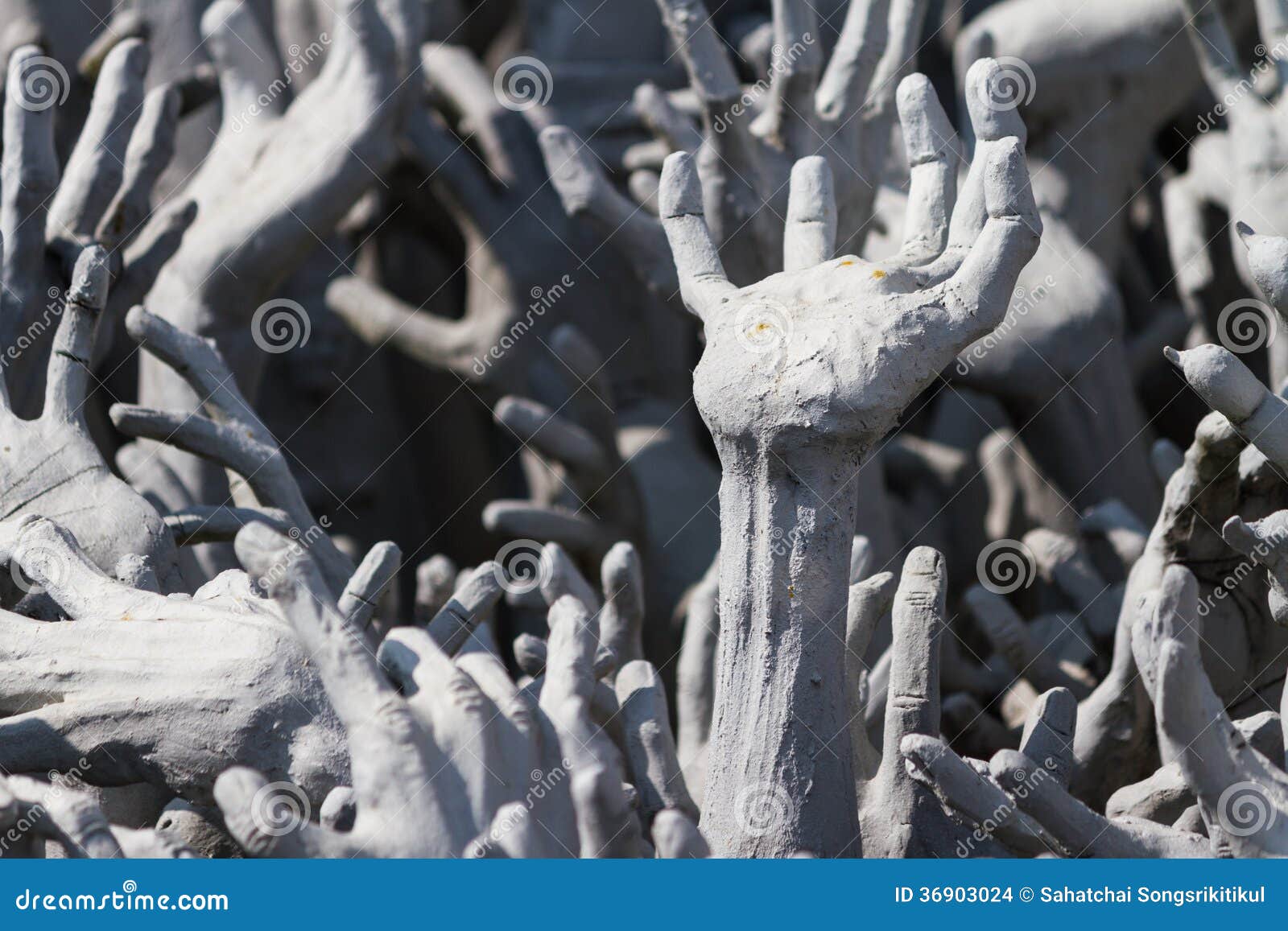 Hands from Hell at Wat Rong Khun Stock Photo - Image of people ...