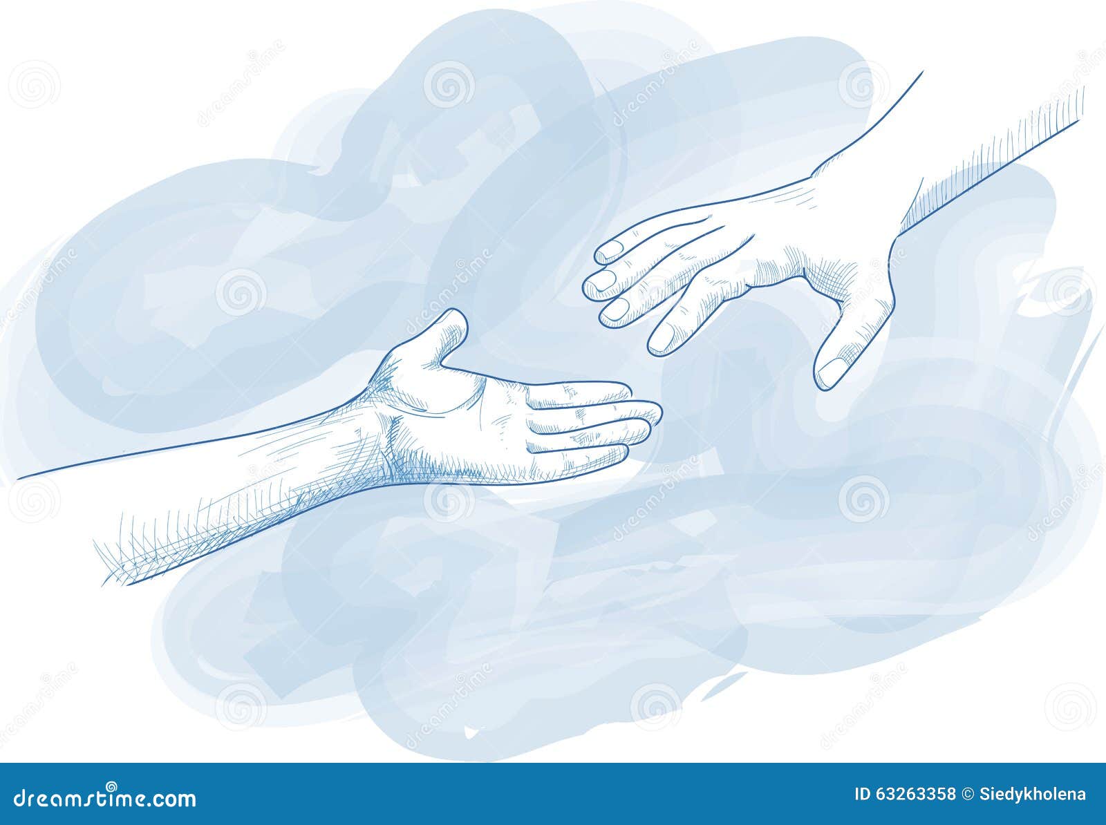 Hands for Help in Blue Tones Stock Illustration - Illustration of ...